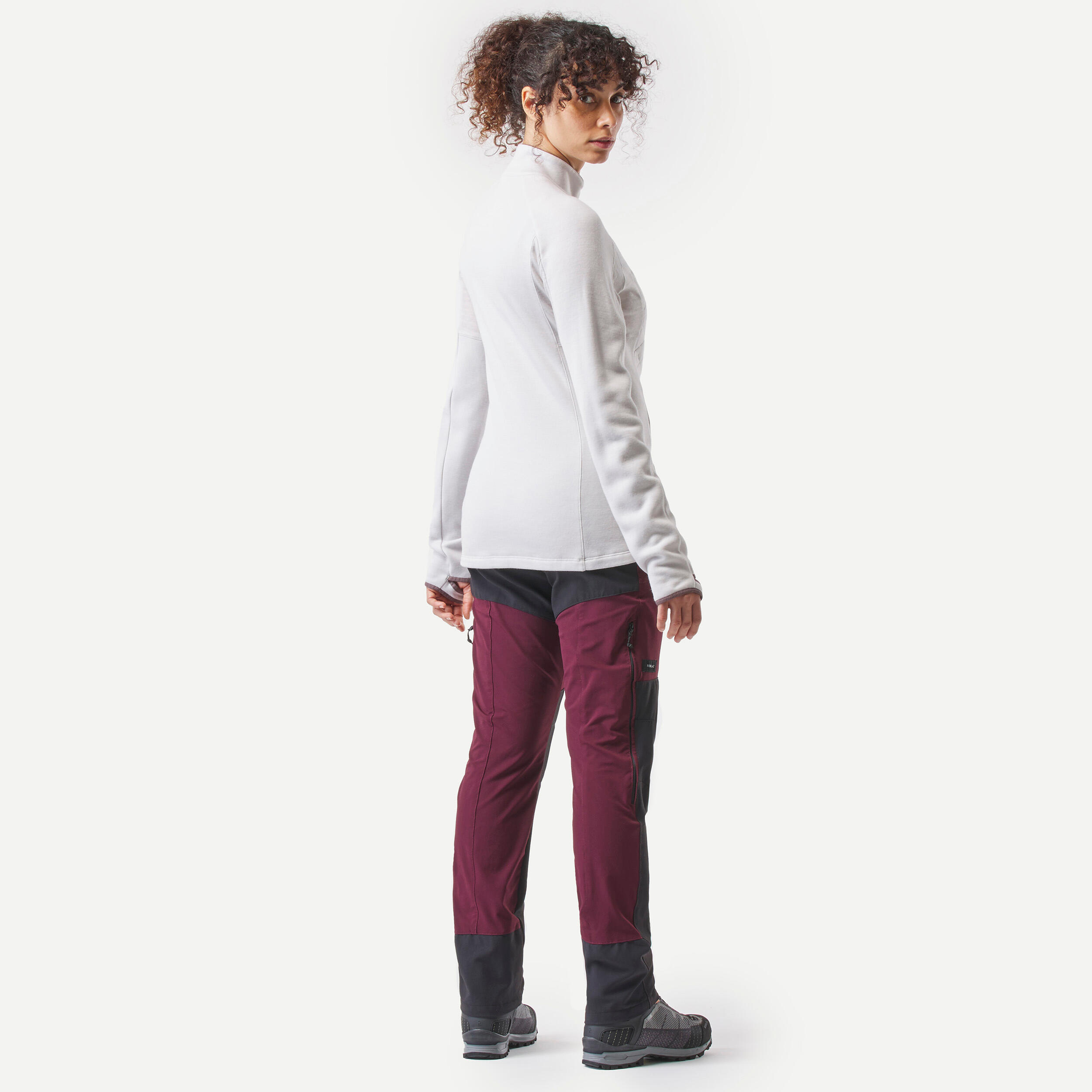 Women's Mountain Trekking Water-Repellent Trousers MT900 - maroon