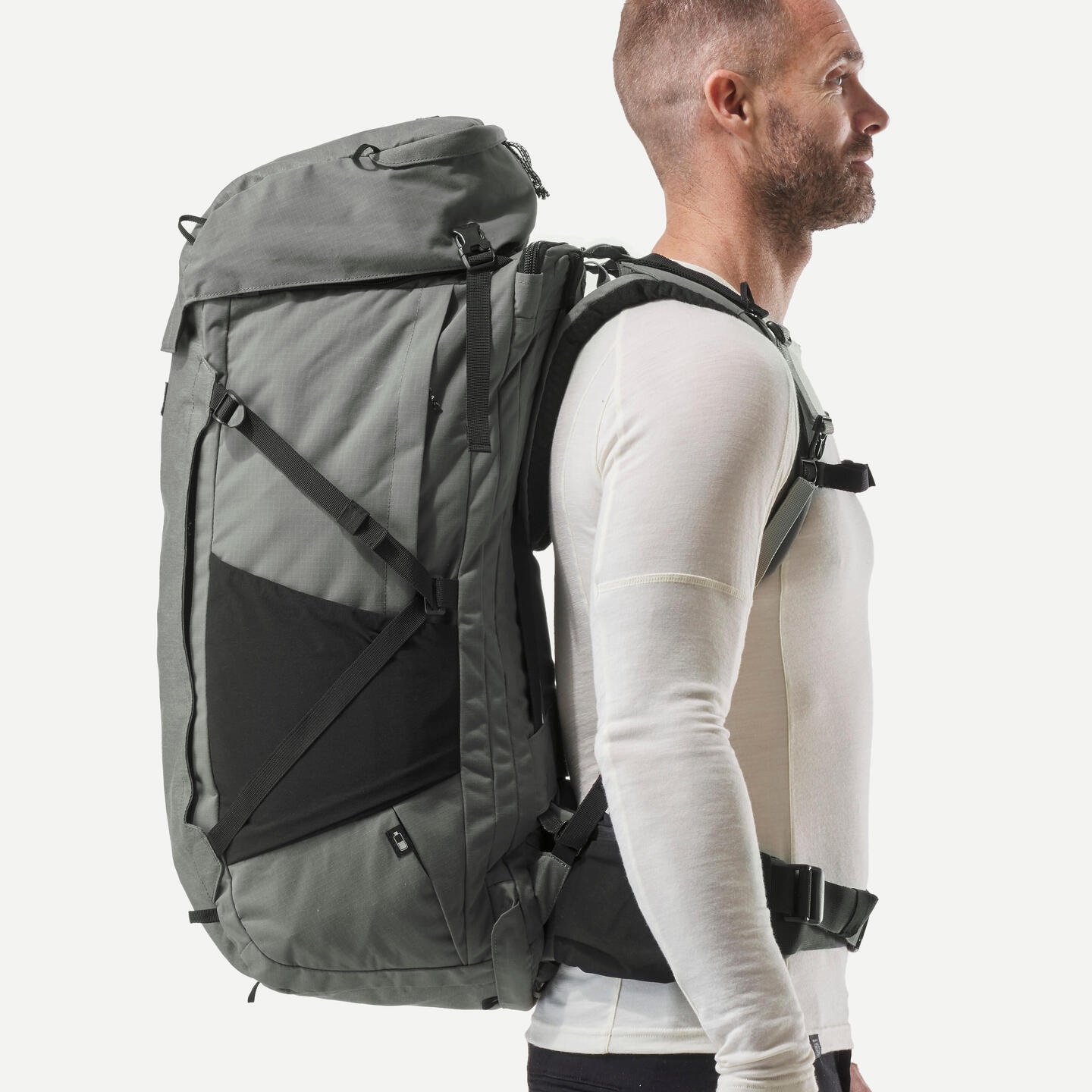 Men’s travel trekking rucksack with suitcase opening 70+6 litre ...
