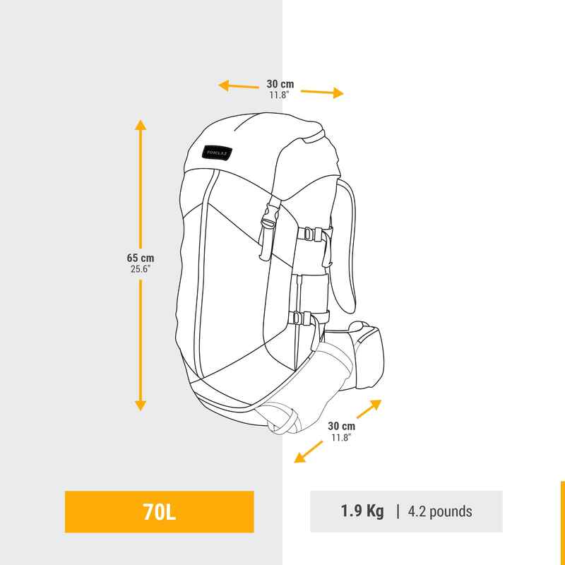 Mochila de trekking de 70 L para hombre MT100 Easyfit - Decathlon