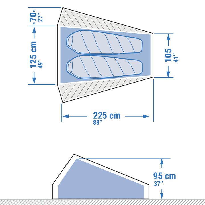 Ultra-light and compact 2-seater trekking tarp tent MT900 FORCLAZ ...