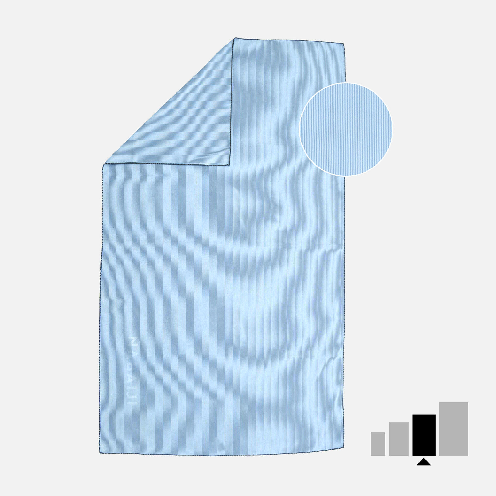 Handuk Renang Mikrofiber Ukuran L 80 x 130 cm - Abu-abu Terang Bergaris