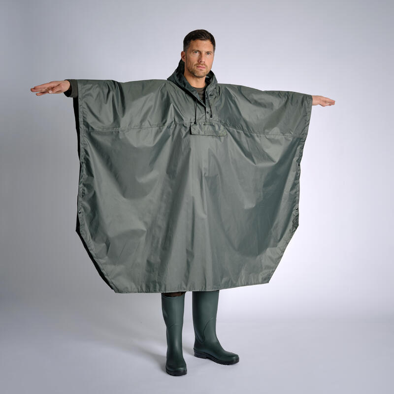 WATERPROOF LONG PONCHO 500 GREEN SOLOGNAC - Decathlon