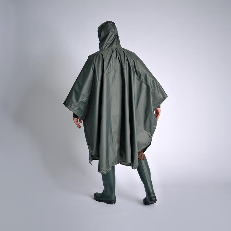 WATERPROOF LONG PONCHO 500 GREEN SOLOGNAC - Decathlon