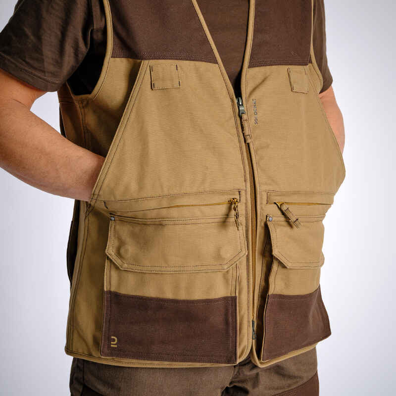 HUNTING MULTIPOCKET GILET 500 REINFORCED BROWN - Decathlon