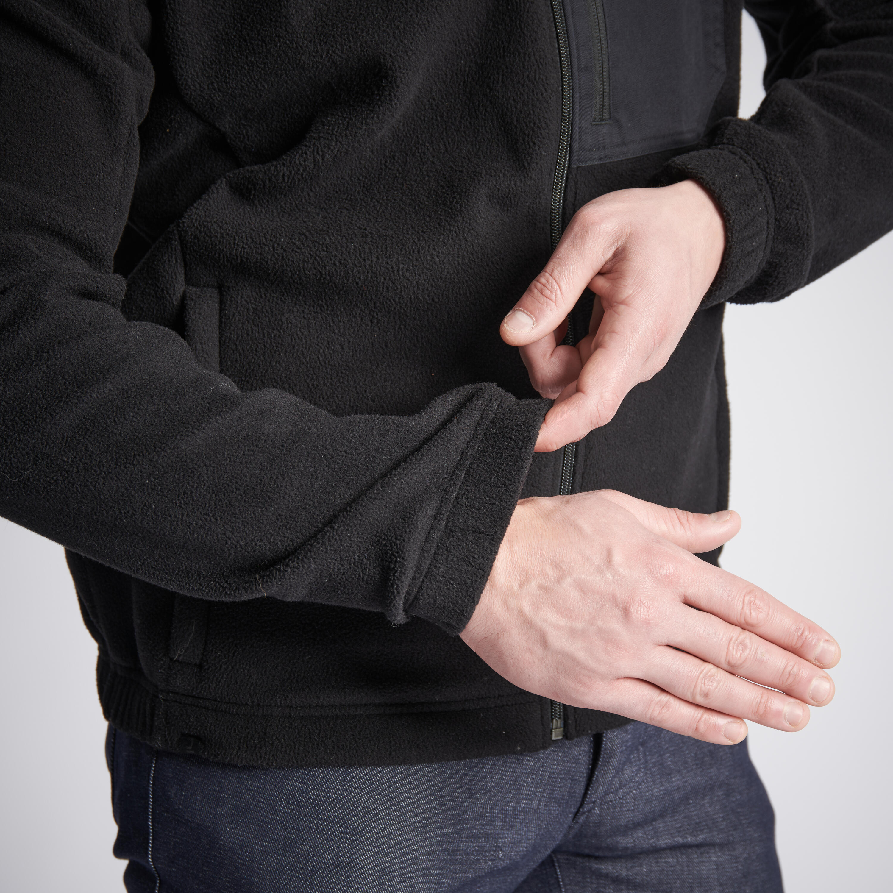 Men's Fleece Hunting Jacket – 500 - smoked black, - - Solognac - Decathlon