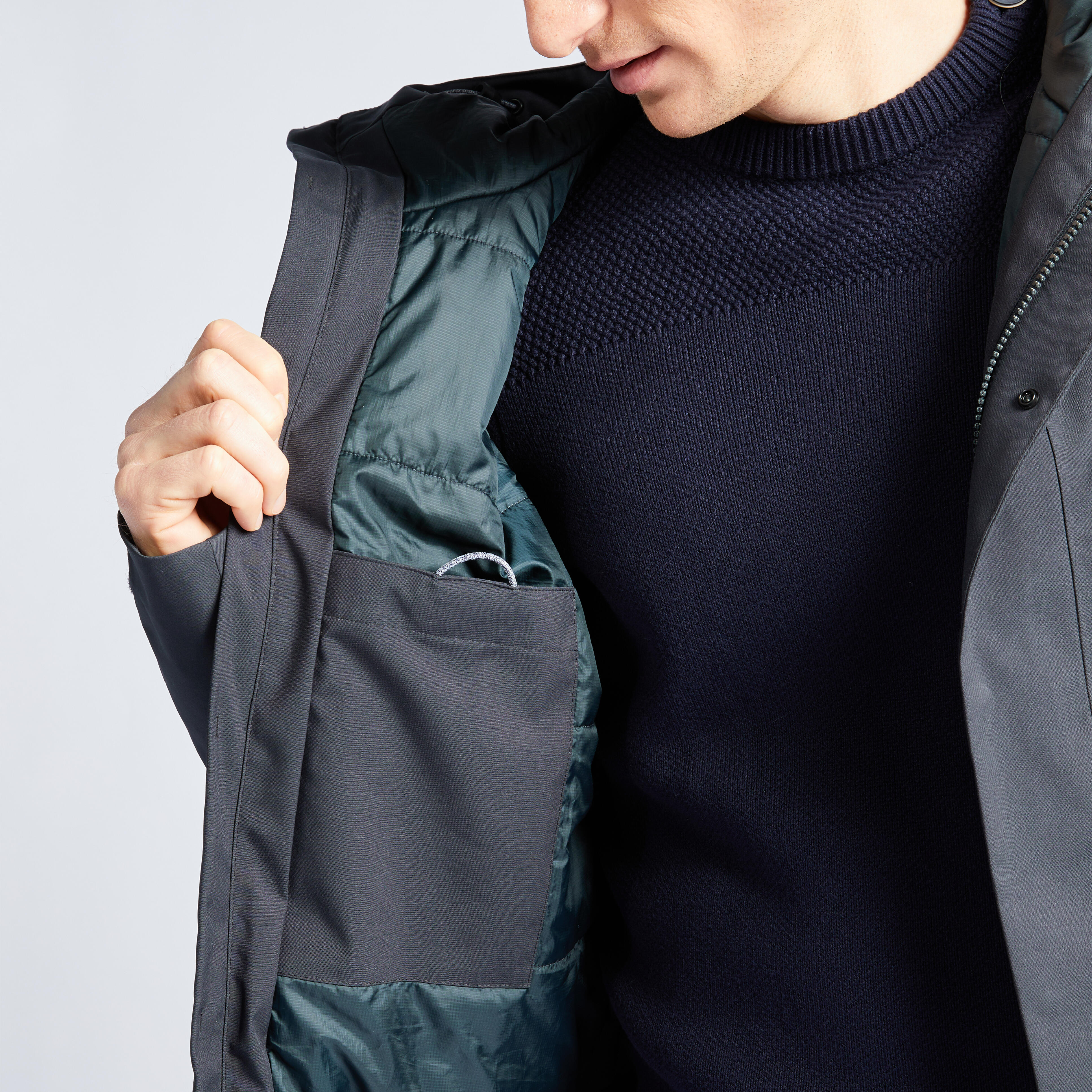 Men’s warm waterproof windproof sailing jacket SAILING 500 Dark grey ...