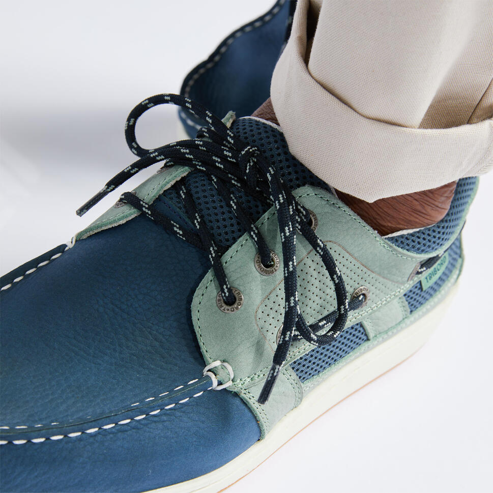 Men’s Leather boats shoes CLIPPER Khaki Petrol TRIBORD | Decathlon