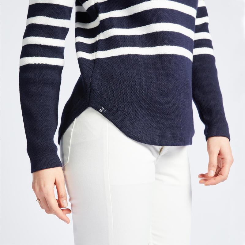 Pull marin tricoté Femme - 100 navy rayé beige TRIBORD | Decathlon