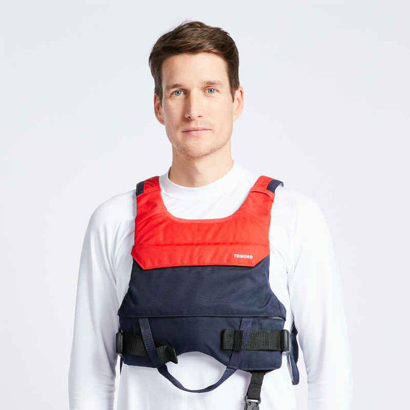 Buoyancy life jacket BA 50 Newtons Sailing club red and blue. - Decathlon