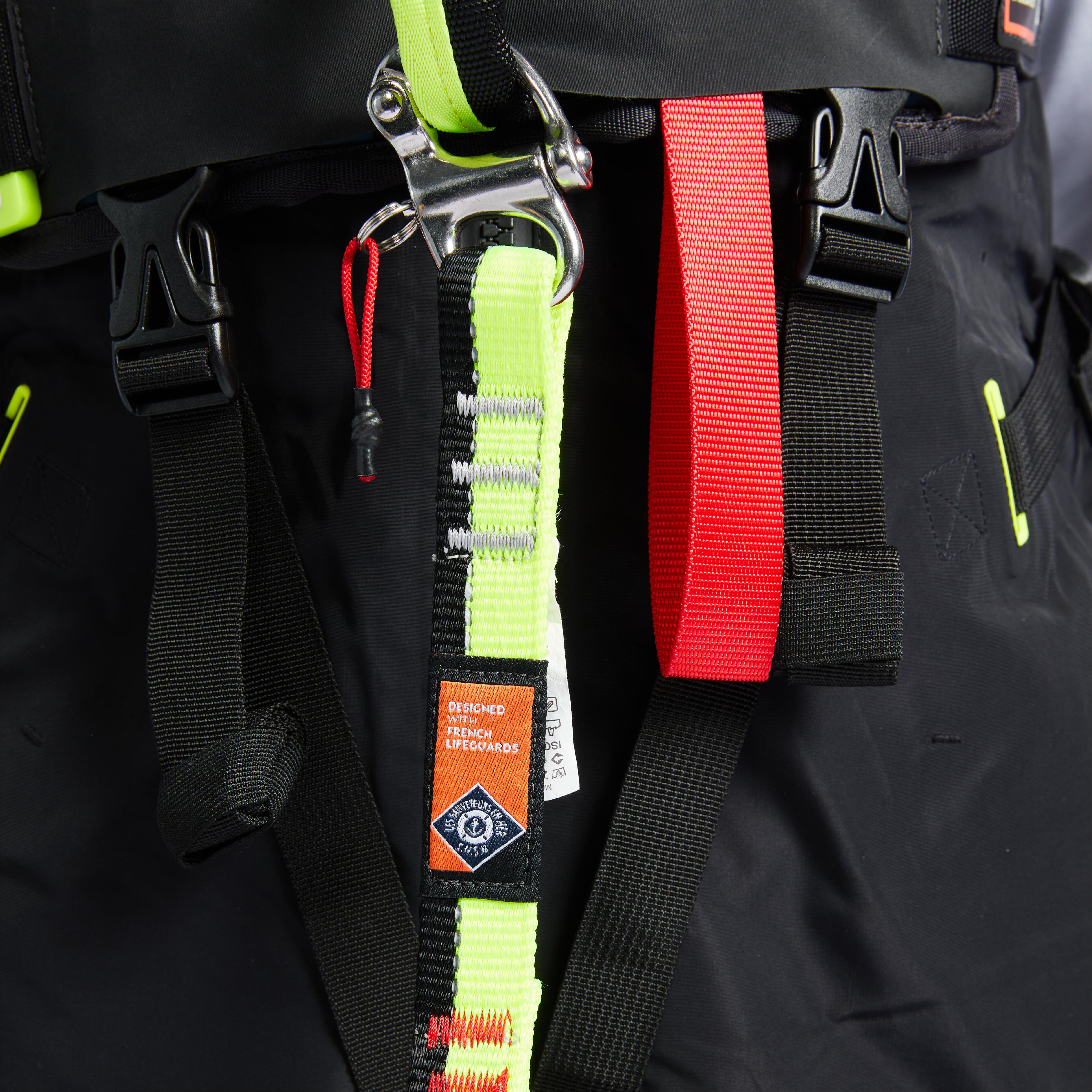 Automatic life jacket lj 180 offshore + harness black / petrol - Decathlon