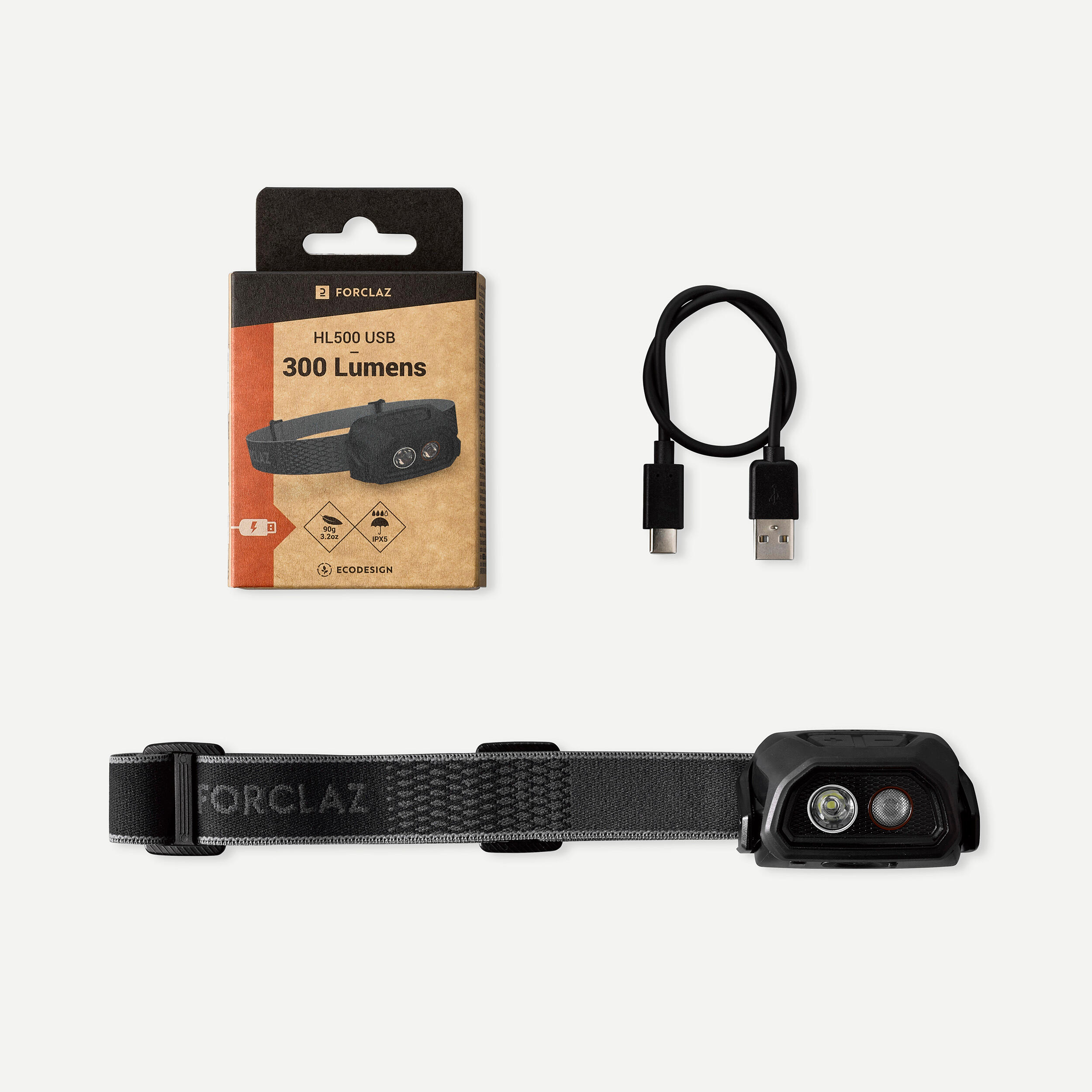 Rechargeable Hiking Headlamp - HL 500 - Black - Forclaz - Decathlon
