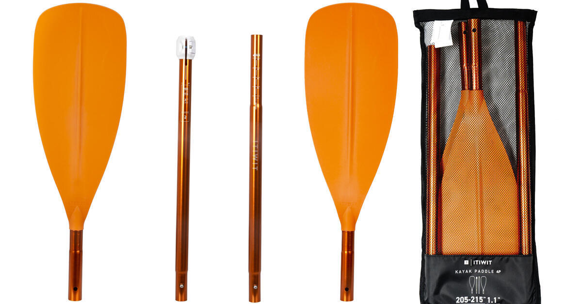 ITIWIT-ADJUSTABLE 4-PIECE SYMMETRICAL SPLIT KAYAK/PACKRAFT PADDLE ORANGE