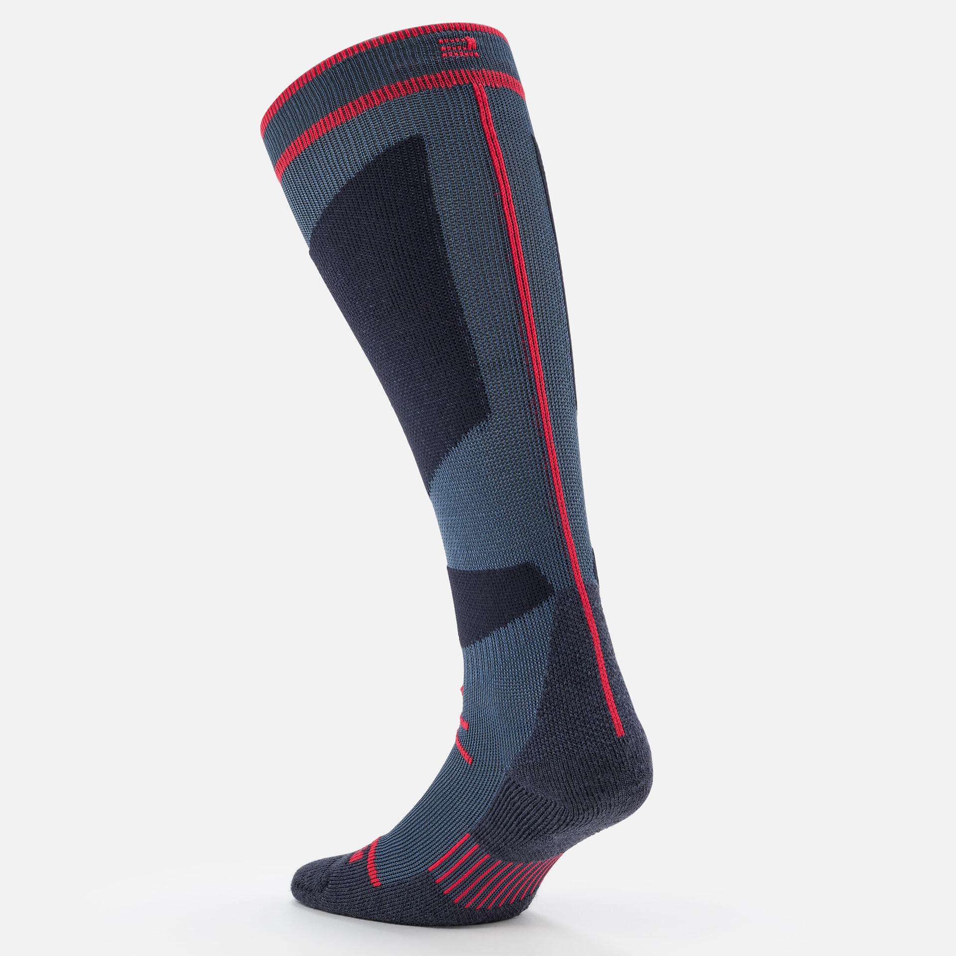 Adult's Snowboard/Ski Socks 500 - Navy/Grey/Red