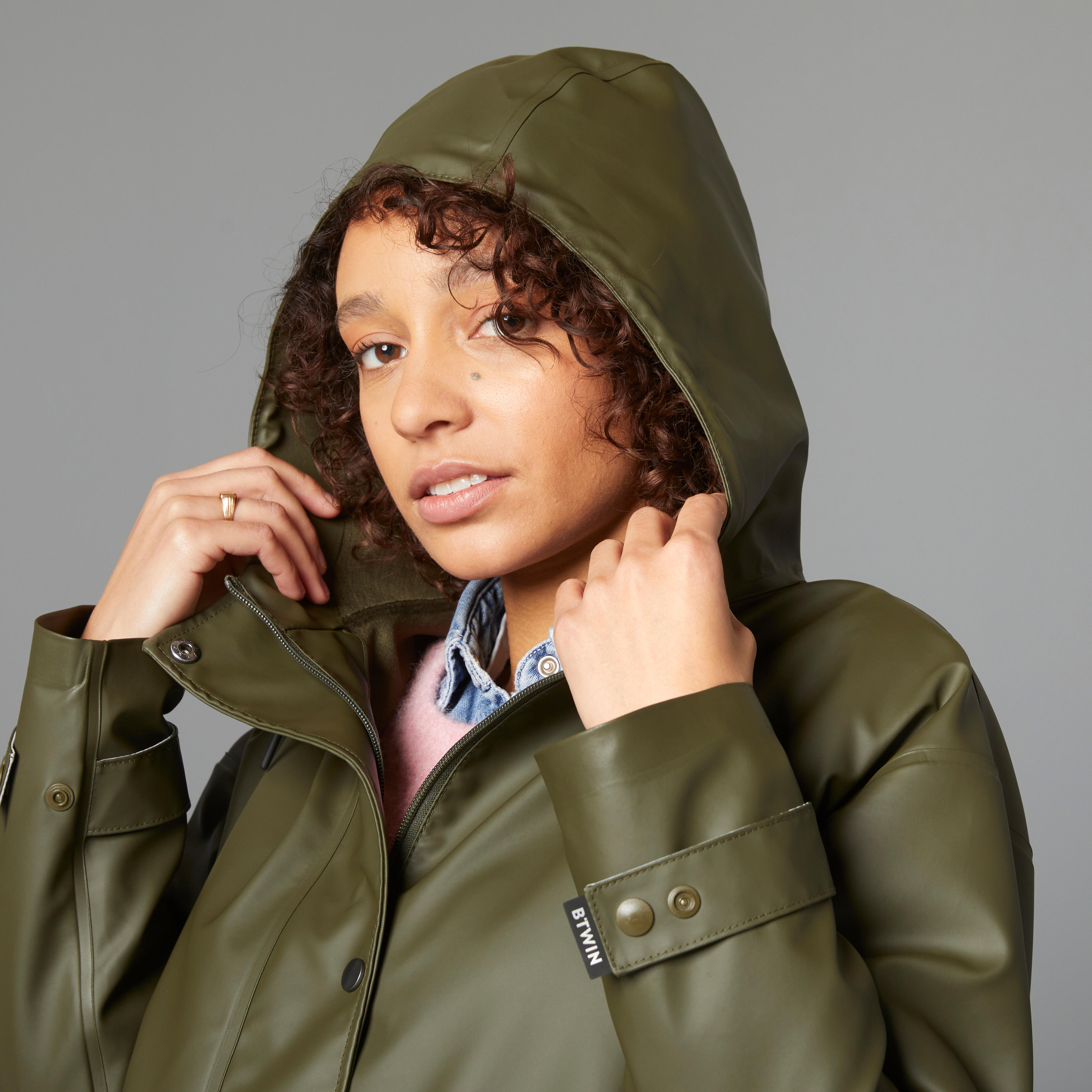 Unisex Waterproof City Cycling Parka - Khaki - Decathlon