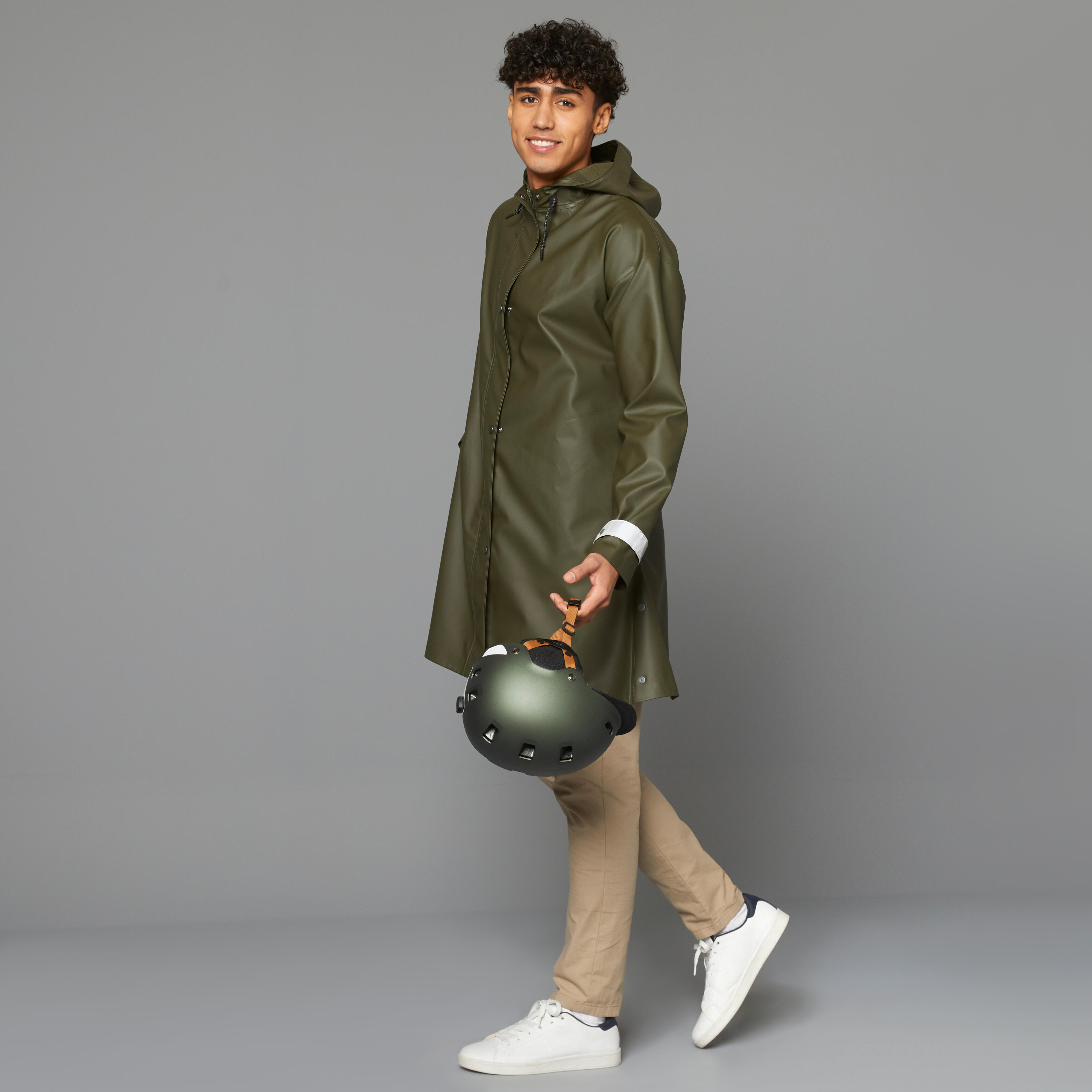 Unisex Waterproof City Cycling Parka - Khaki - Decathlon