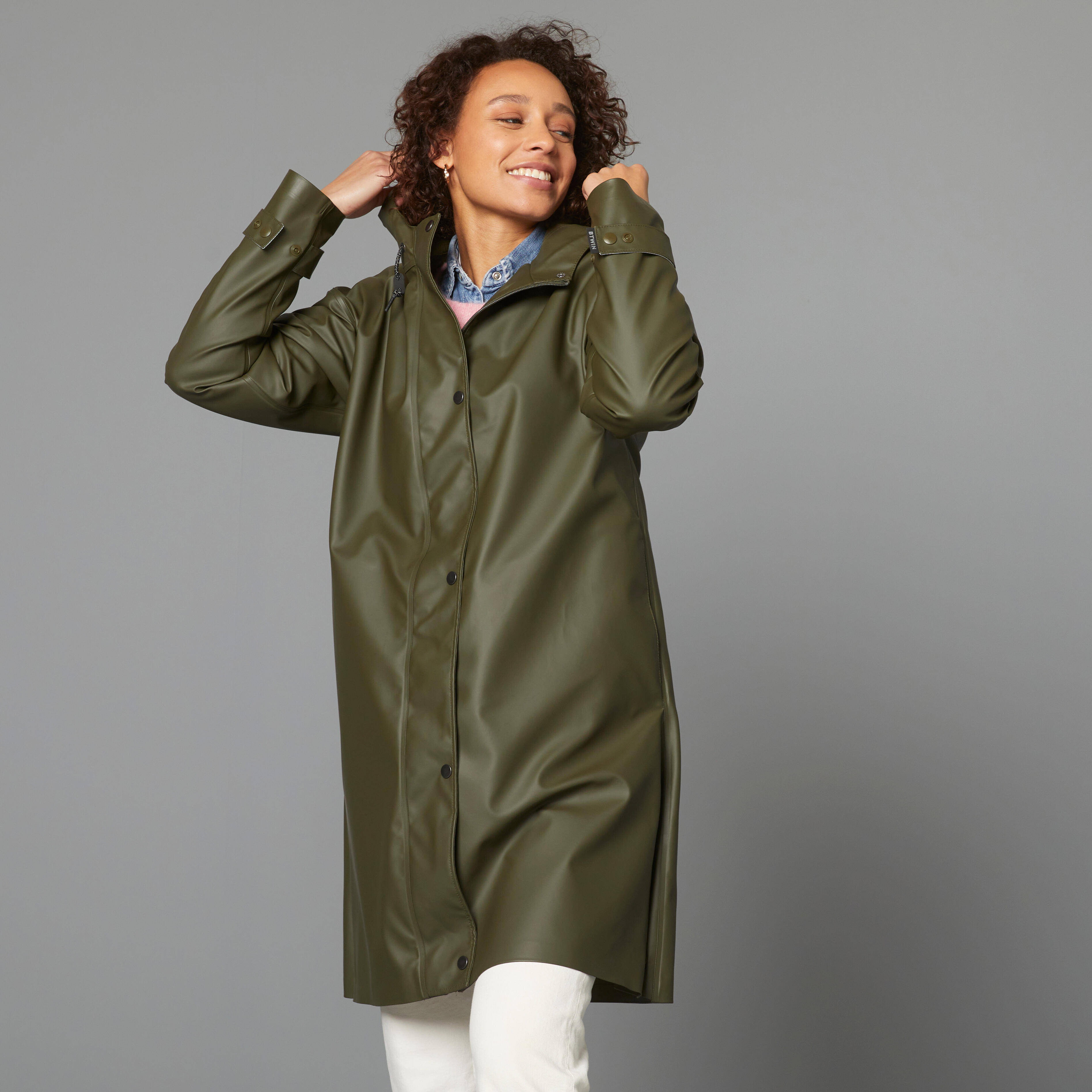 Unisex Waterproof City Cycling Parka - Khaki - Decathlon