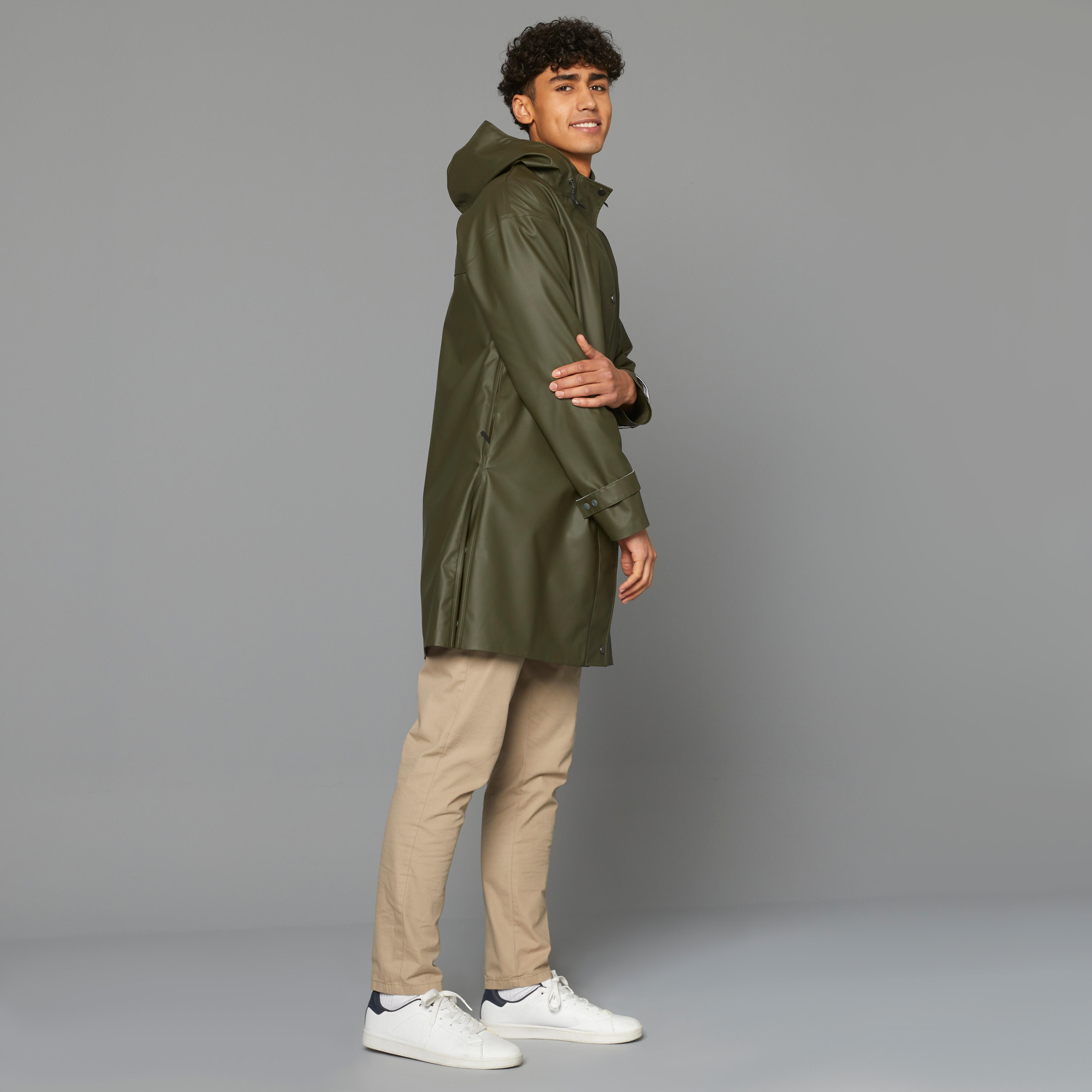 Unisex Waterproof City Cycling Parka - Khaki - Decathlon