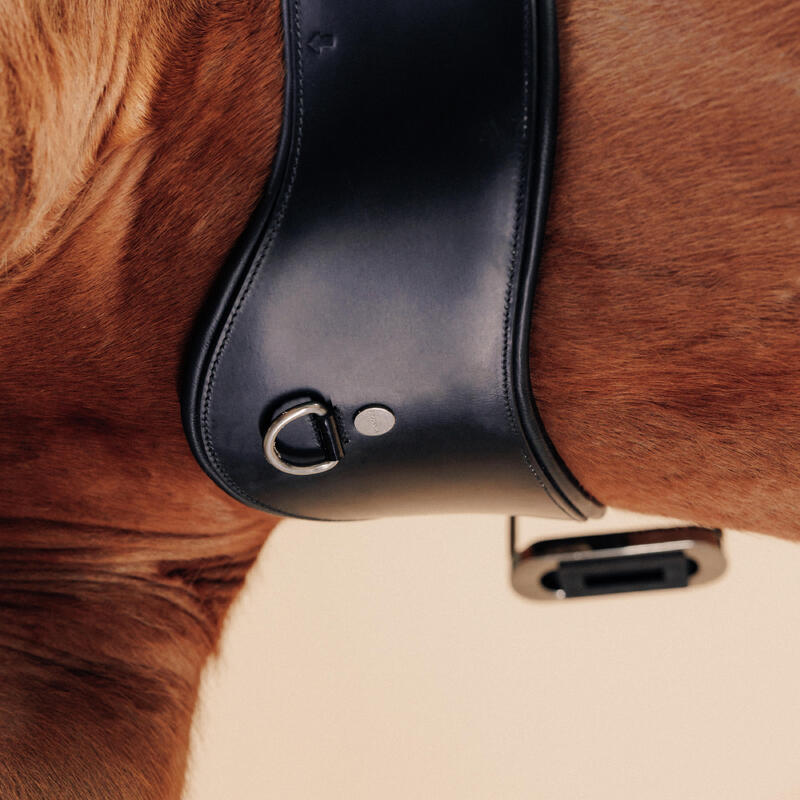 Cilha de Dressage em Couro Equitação Cavalo 900 Preto FOUGANZA - Decathlon