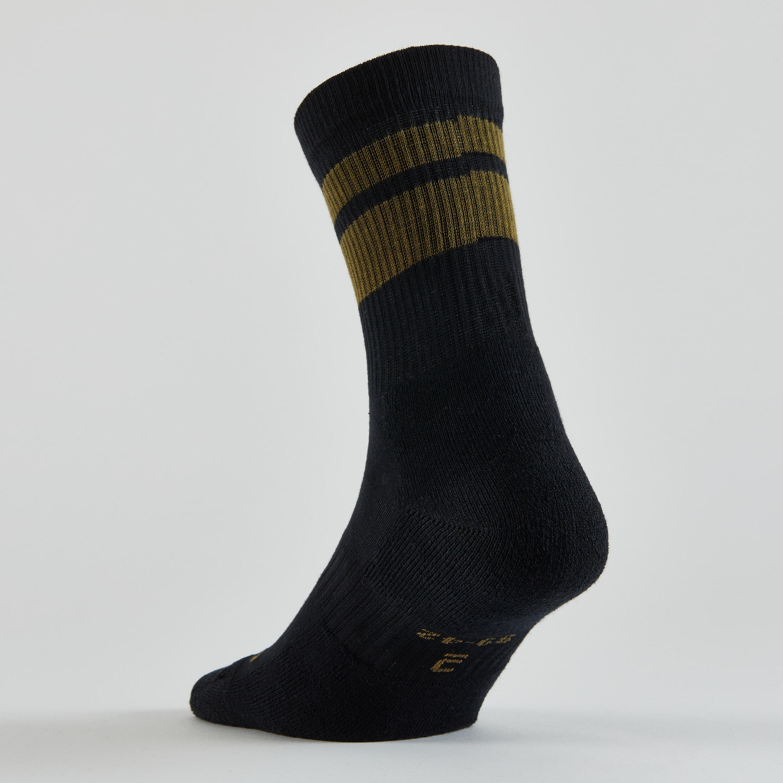 Čarape za sportove s reketom RS 300 visoke za odrasle kaki-crne 4 para ...