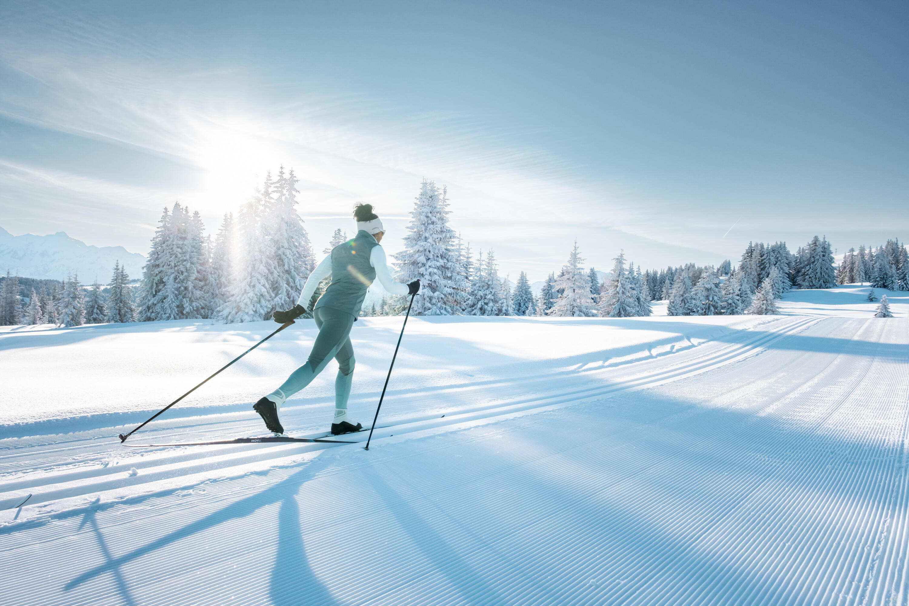 Classic Cross-country 550 skis with skins - Soft Camber +XCELERATOR PRO ...