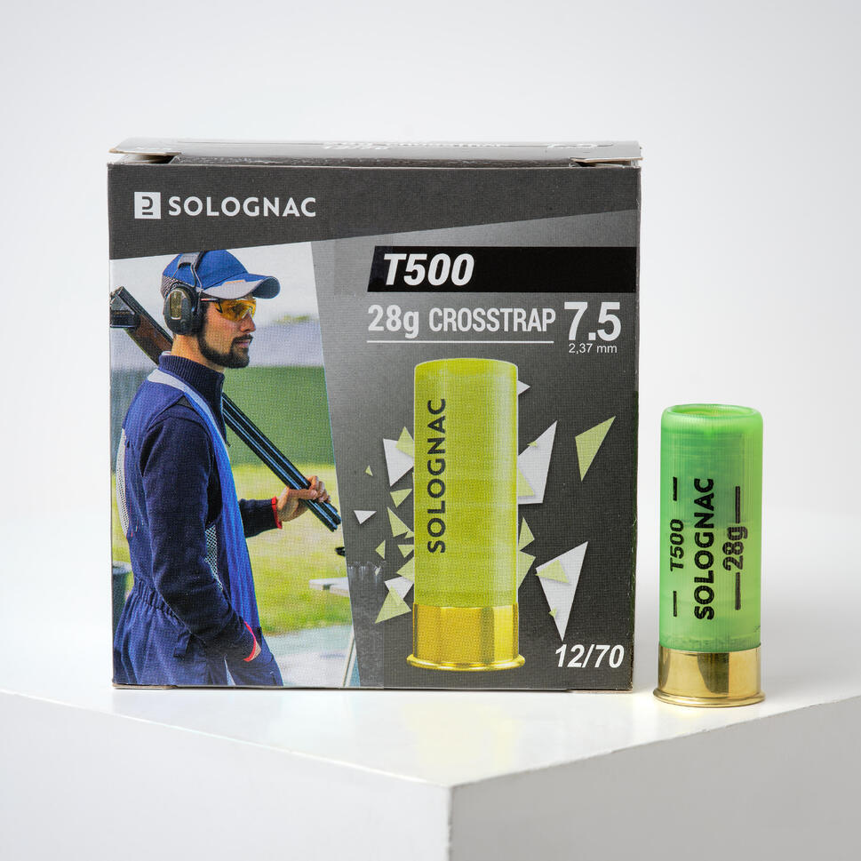 CARTOUCHE BALL TRAP T500 CROSS-TRAP 28G CALIBRE 12/70 PLOMB n°7,5 X 25 ...