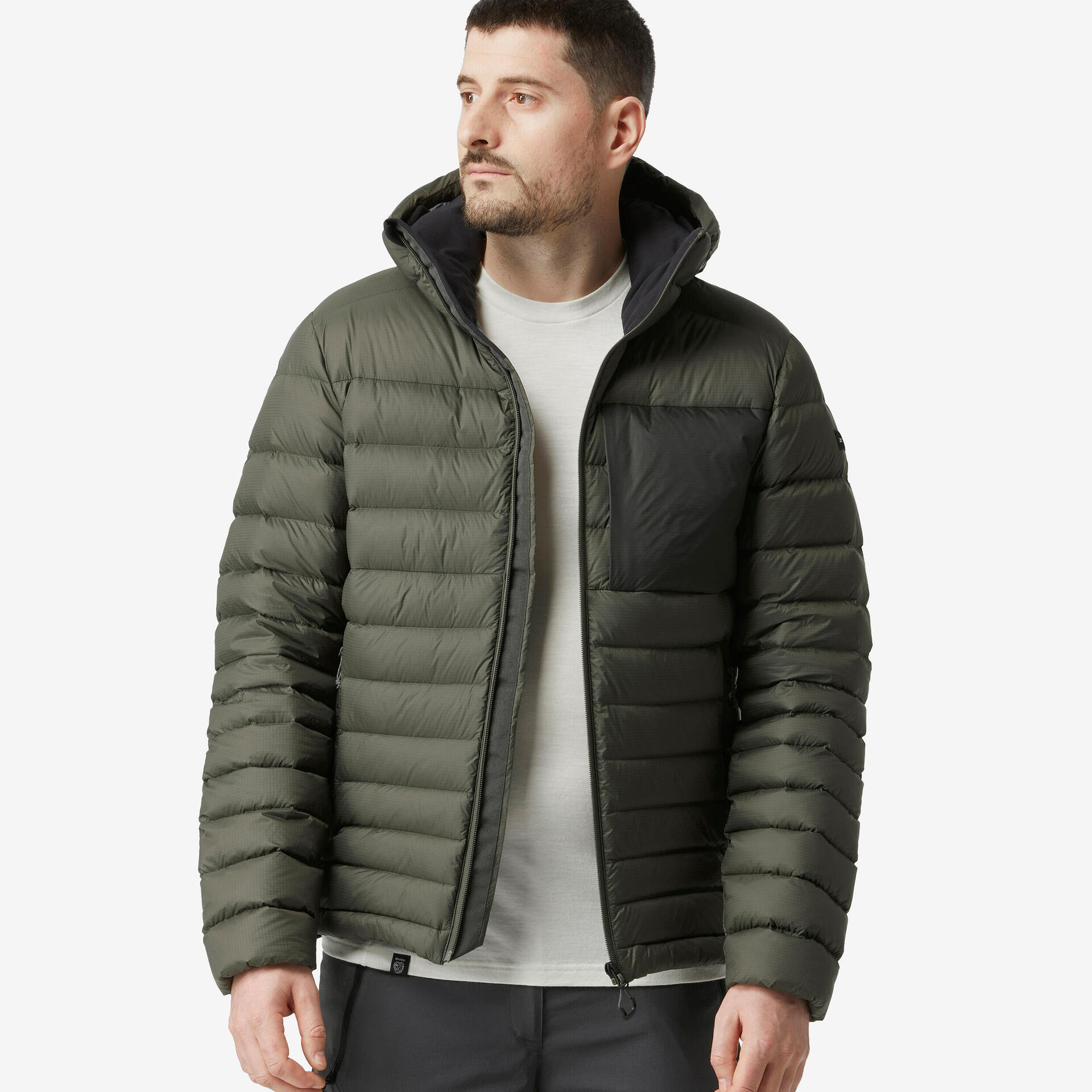 Men's Water-repellent Down Jacket with Hood MT500 -10°C - Khaki