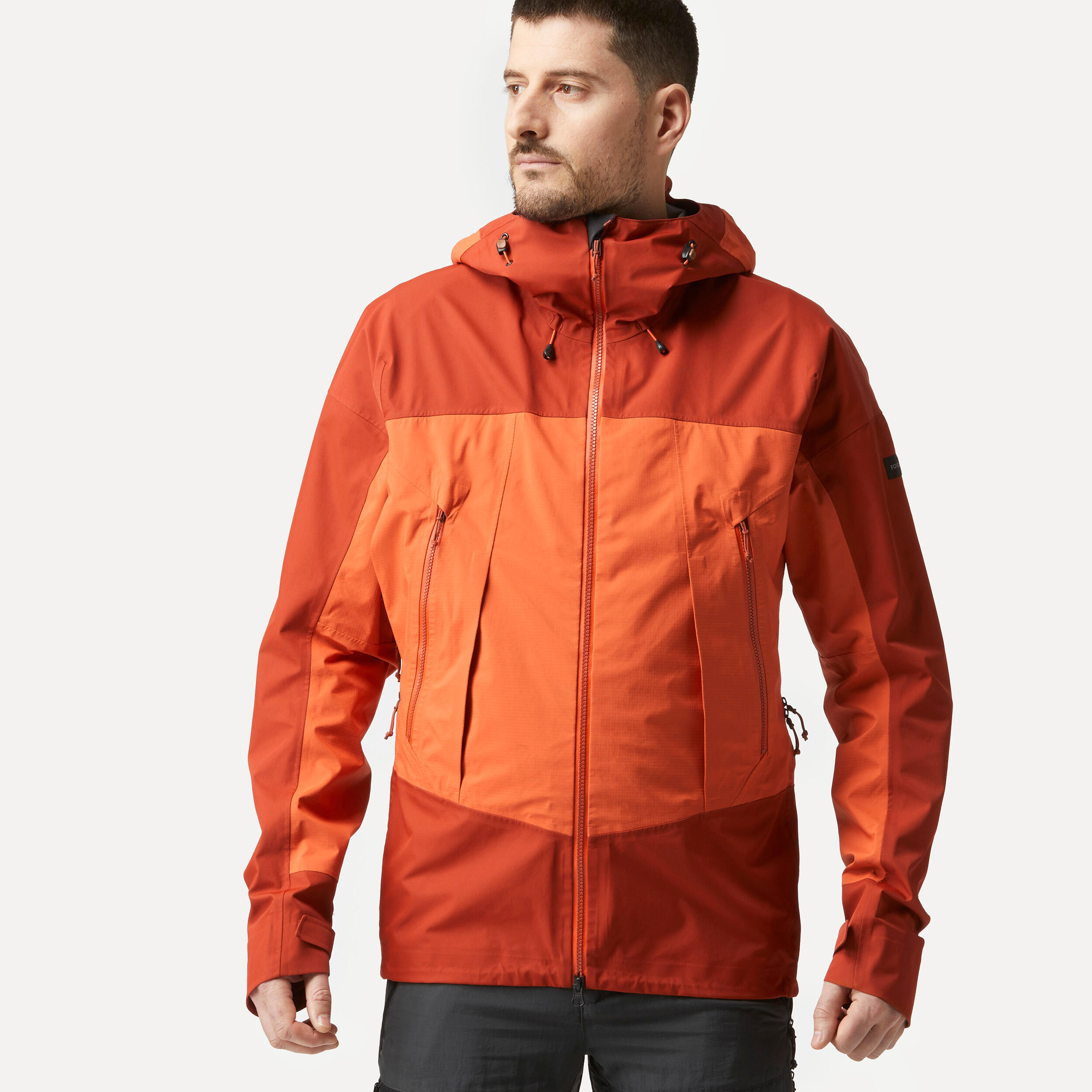 Men Trekking Waterproof Jacket Forclaz Trek 500 - Orange