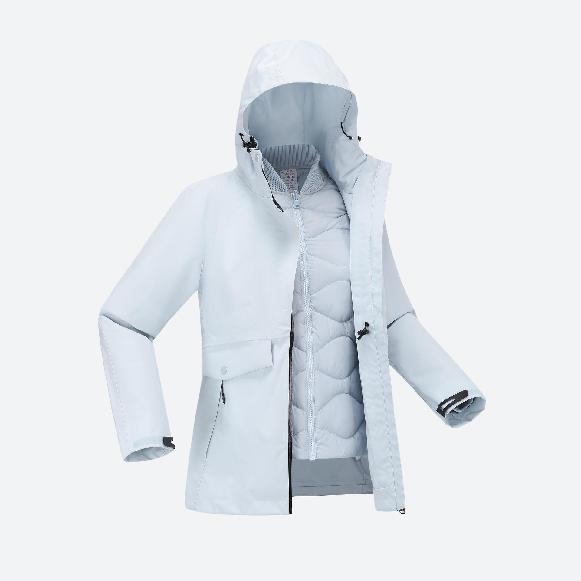 -5°C Women's 3-in-1 Down Snow Hiking Jacket - NH500 - Light Blue