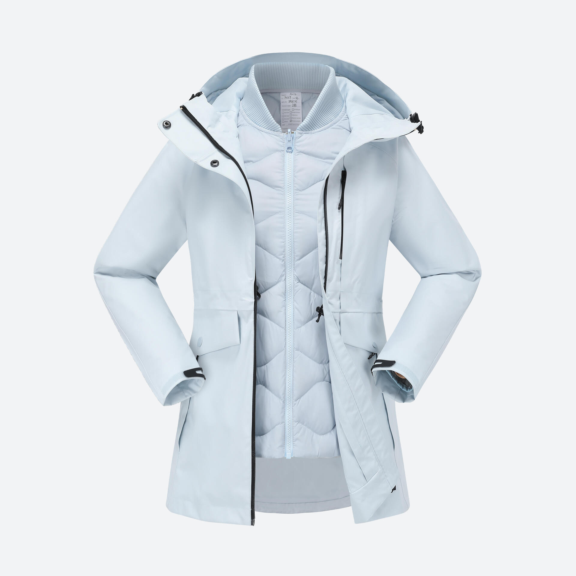 -5°C Women's 3-in-1 Down Snow Hiking Jacket - NH500 - Light Blue
