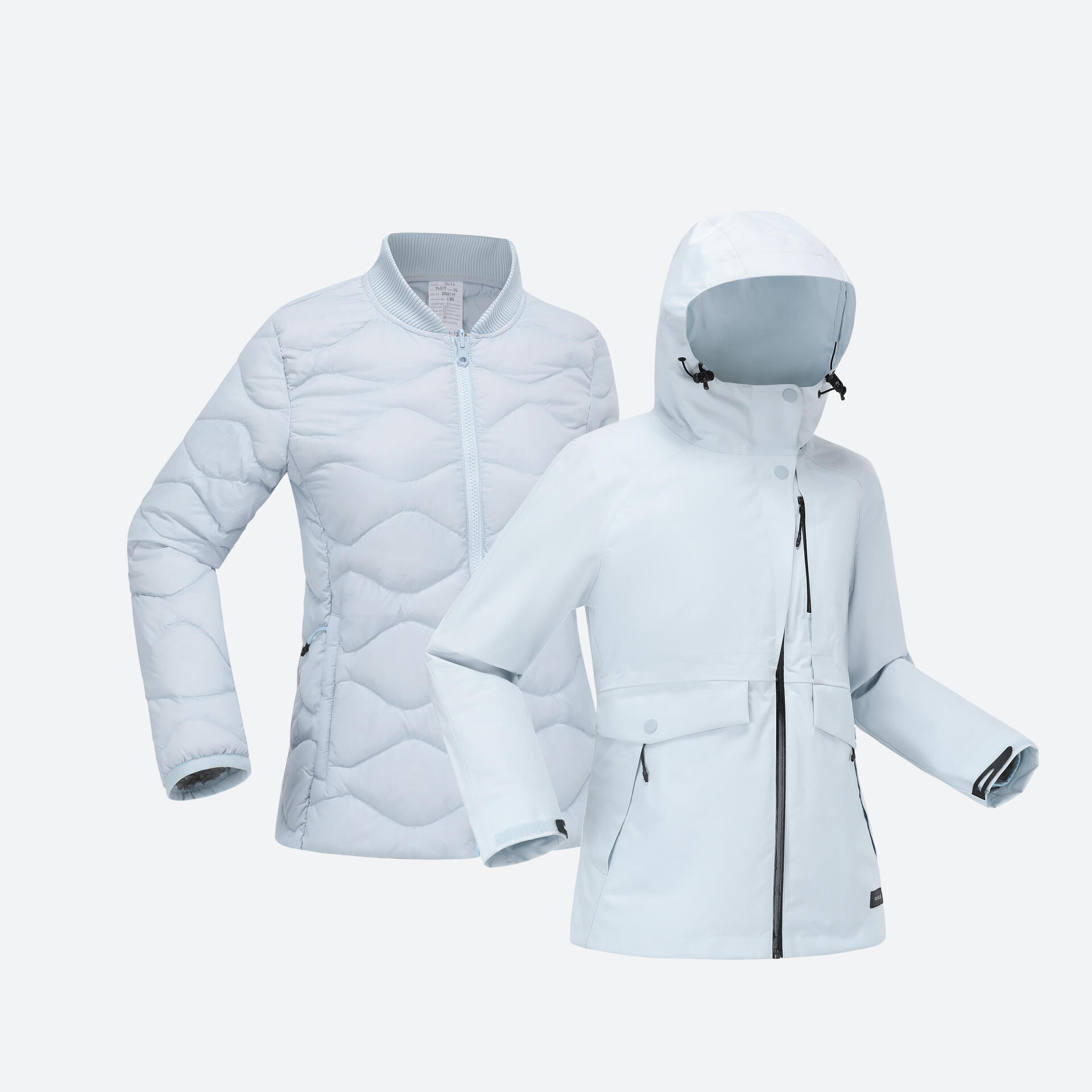 -5°C Women's 3-in-1 Down Snow Hiking Jacket - NH500 - Light Blue