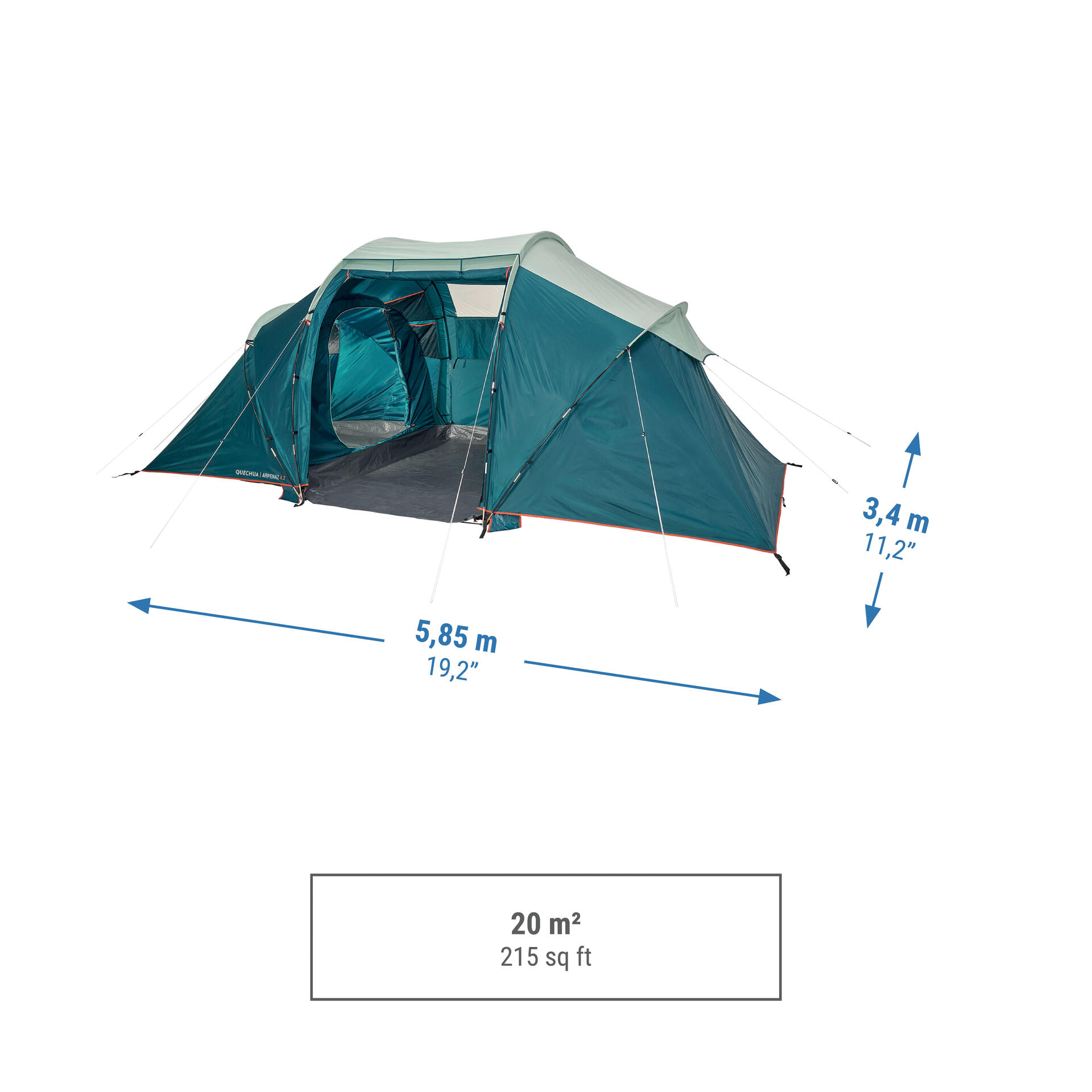 Camping Tent with Poles Arpenaz 4.2 4 People 2 Bedrooms