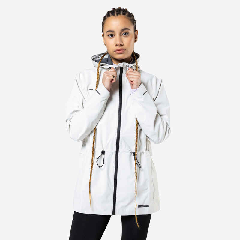 Women's Waterproof Running Jacket - KIPRUN Run 500 Rain - Pebble beige ...