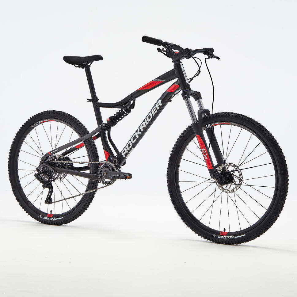 Bicicleta de montaña 27,5" doble suspensión Rockrider ST 530 S negro rojo ROCKRIDER | Decathlon