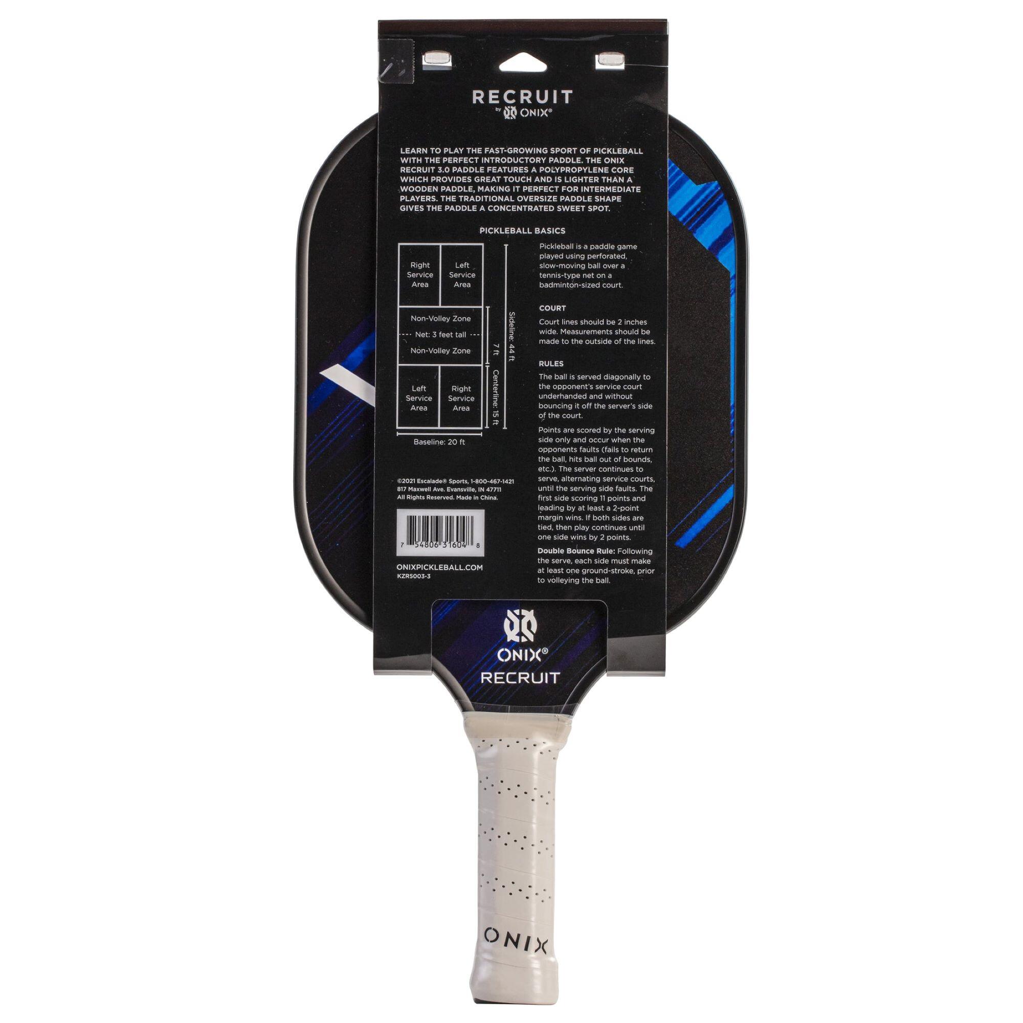 Pickleball Paddle - Recruit V3 Black/Blue - Black‎, Blue‎ - Onix ...
