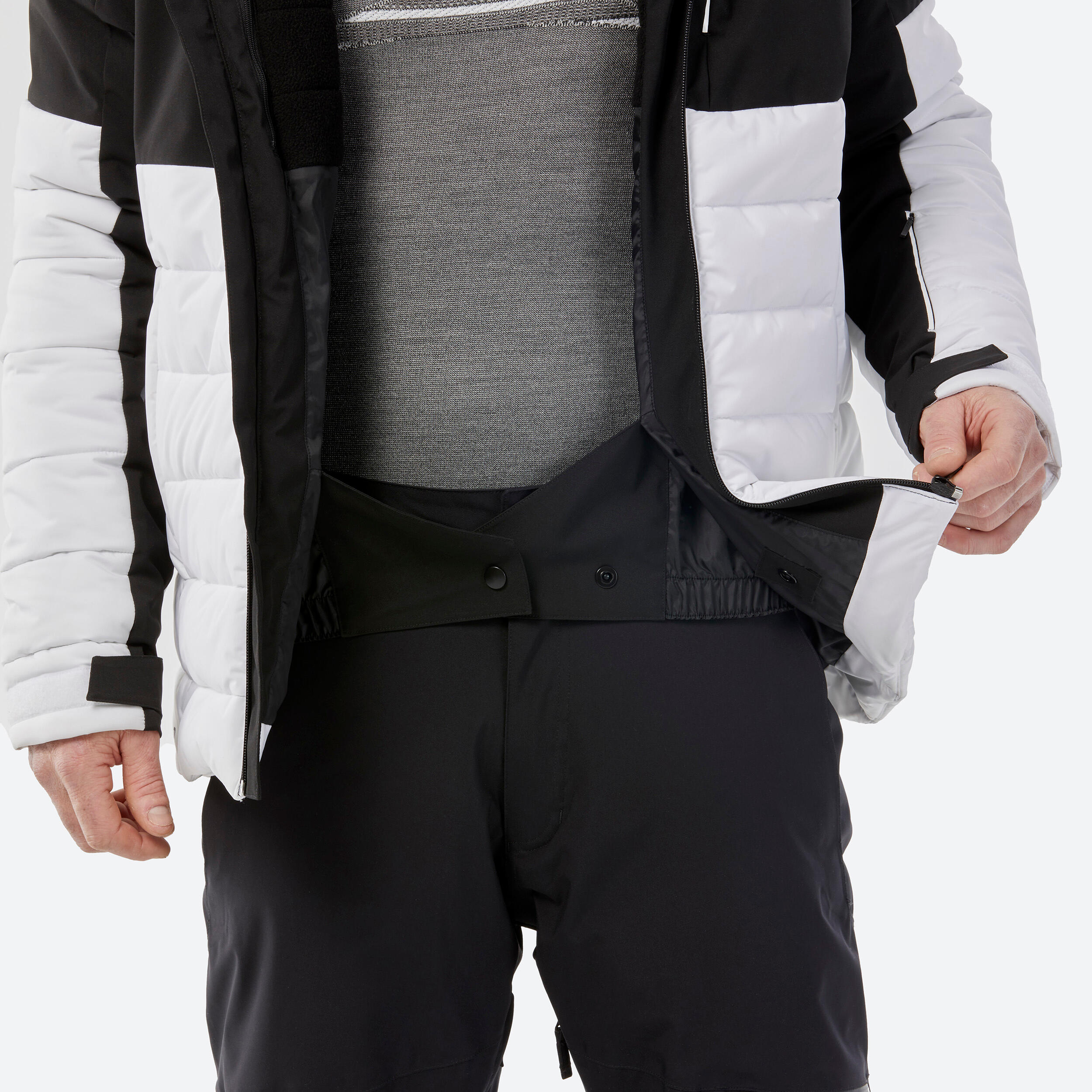 Men’s Warm Ski Jacket – 100 - Snow white, smoked black - Wedze - Decathlon