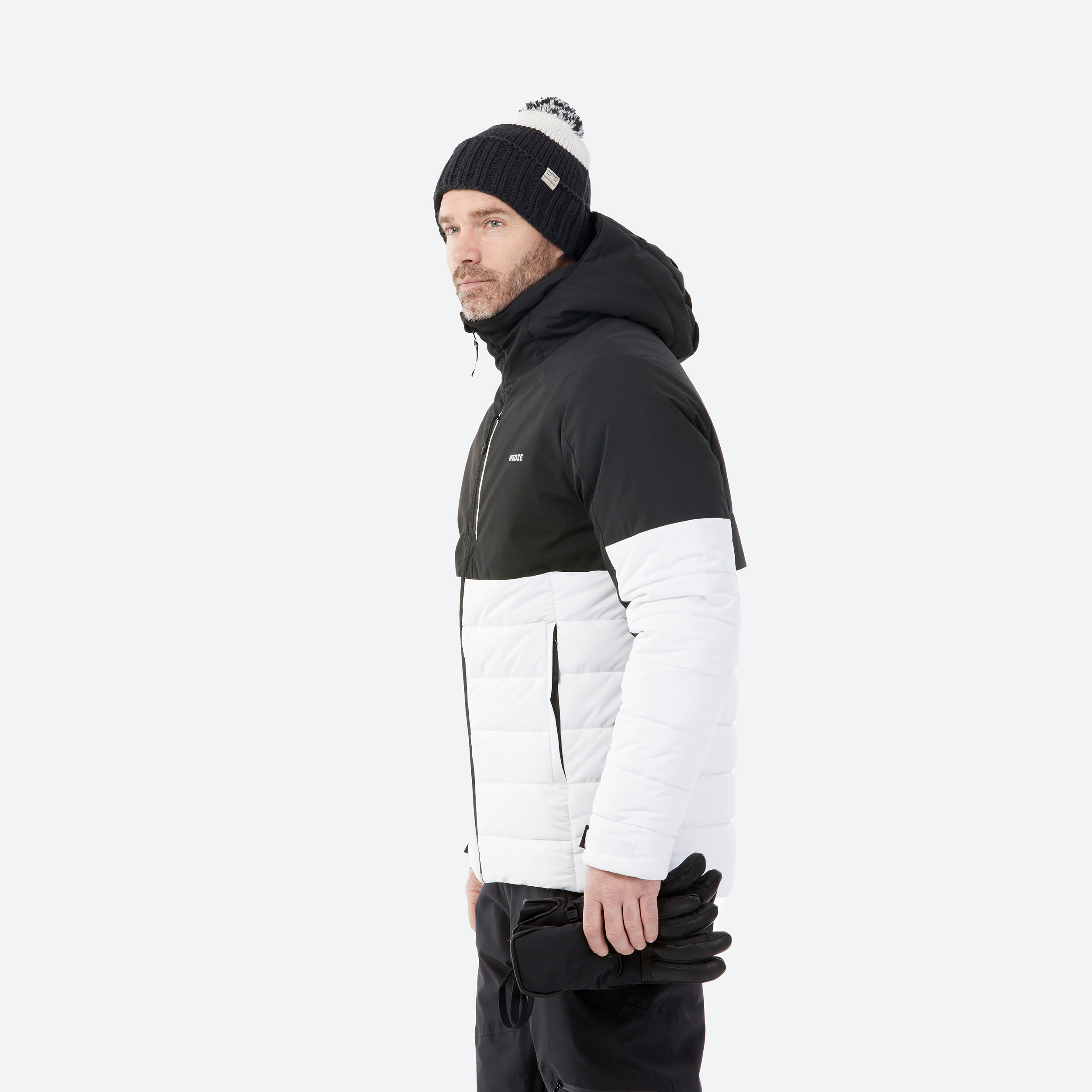Men’s Warm Ski Jacket – 100 - Snow white, smoked black - Wedze - Decathlon
