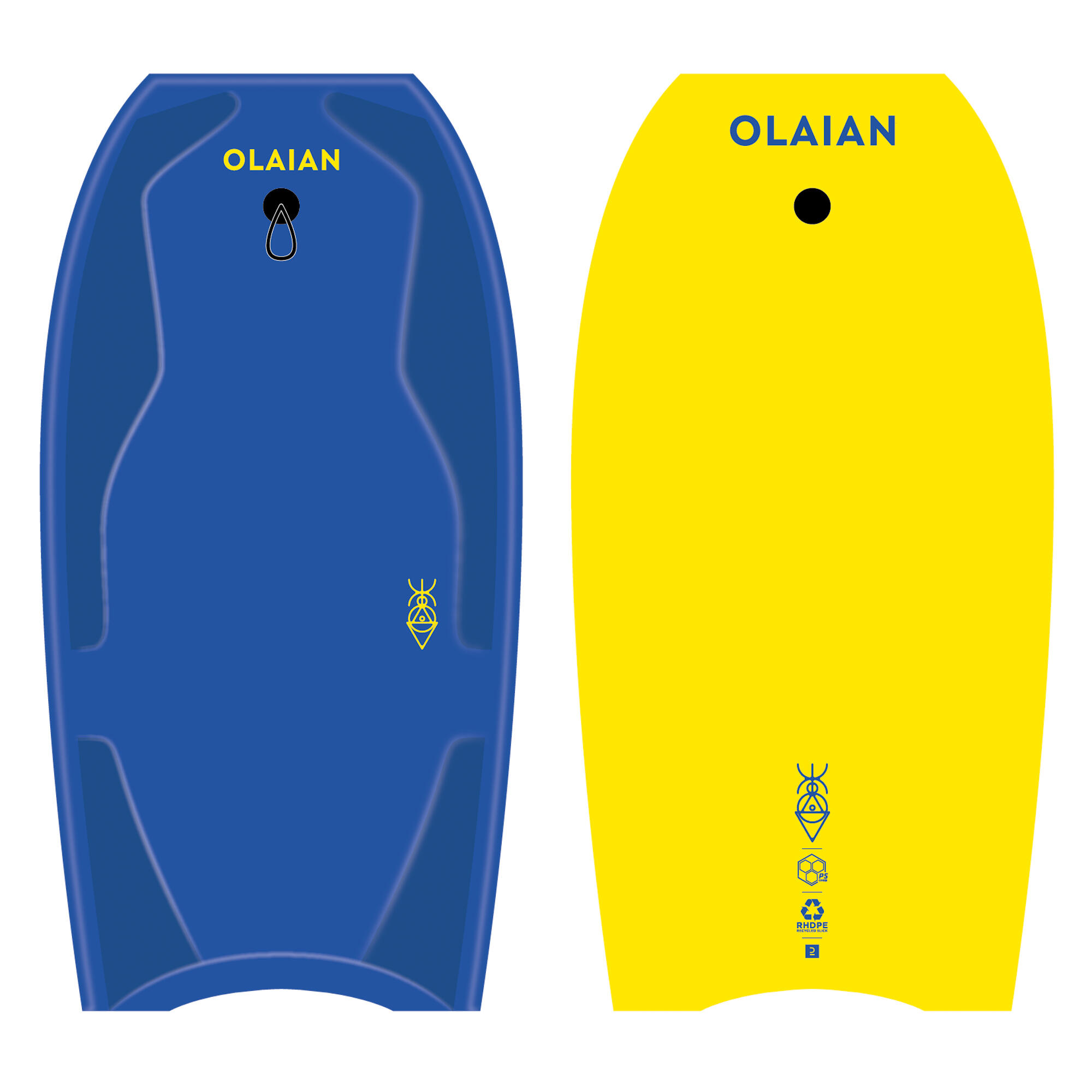 Bodyboard 100 blue yellow with wrist leash