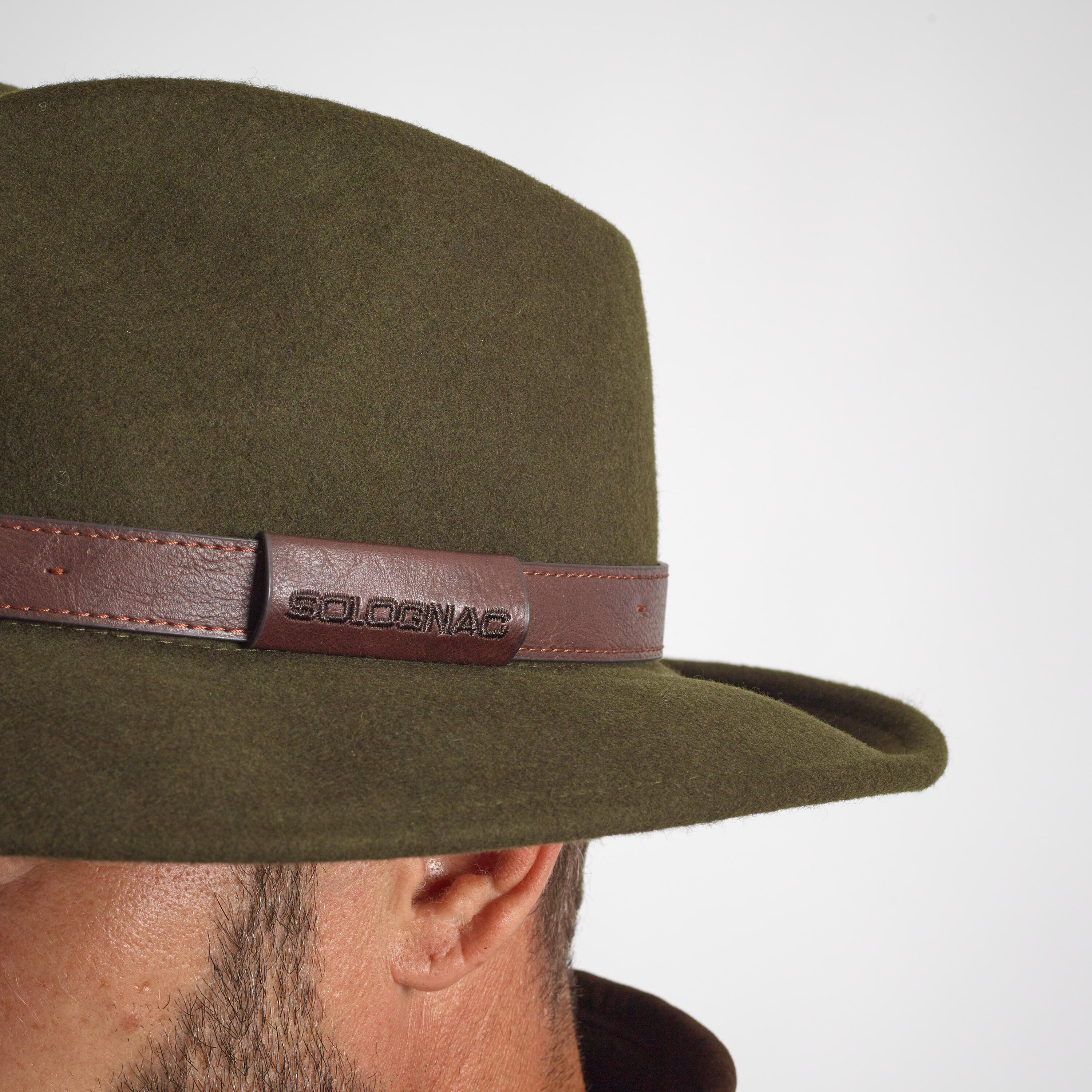 Water Repellent Felt Hat - 100 Green - Deep khaki - Solognac - Decathlon