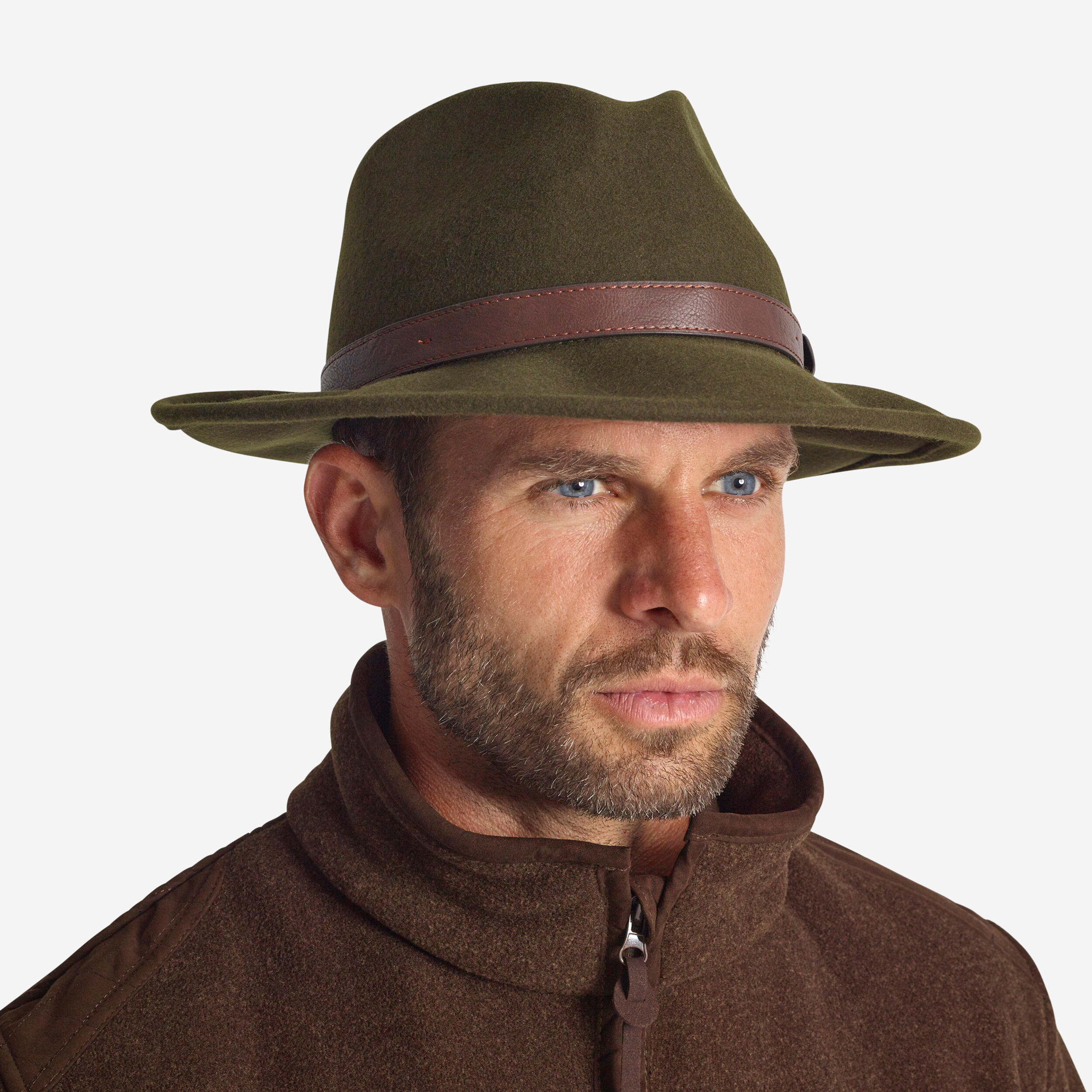 Water Repellent Felt Hat - 100 Green - Deep khaki - Solognac - Decathlon