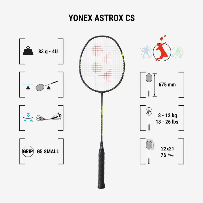 Racket Astrox CS Black/Yellow + BG 65 Strings YONEX - Decathlon