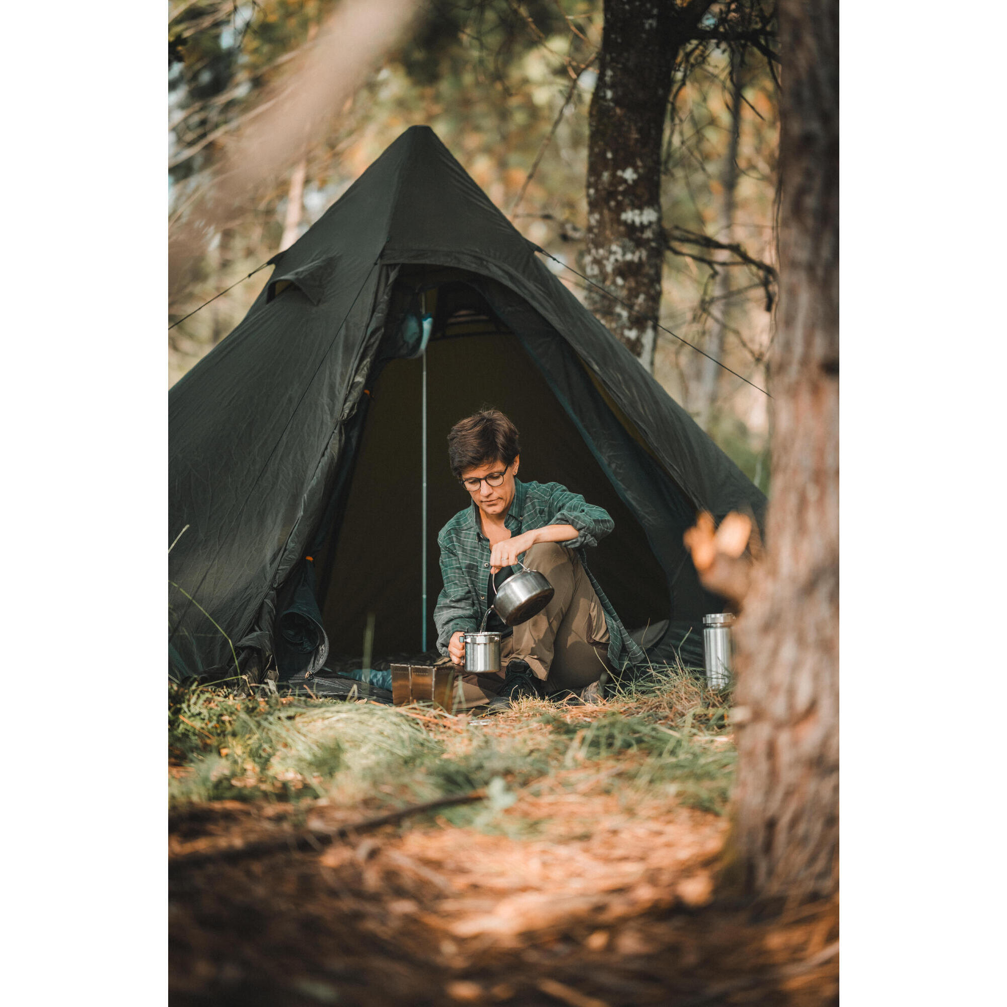 Bushcraft Bivak Su Gecirmez Kamp Cad r Golgelik Haki 2 Ki ilik SOLOGNAC Decathlon
