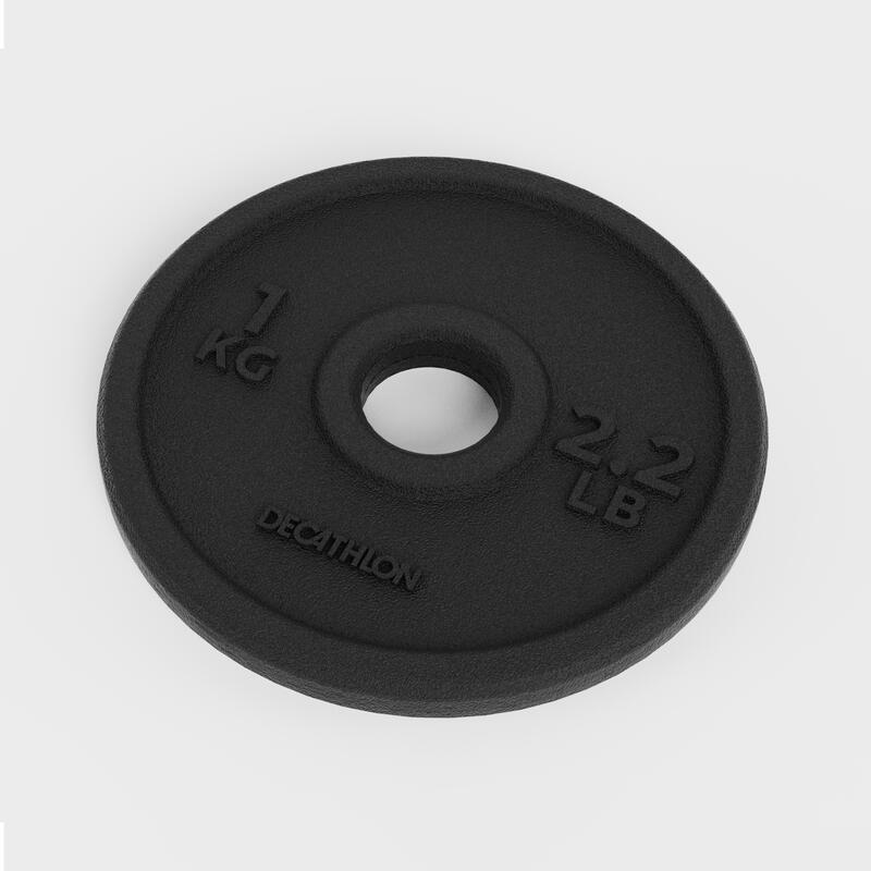 CORENGTH - Disc fontă parțial reciclată Bodybuilding 1 kg 28 mm | Decathlon