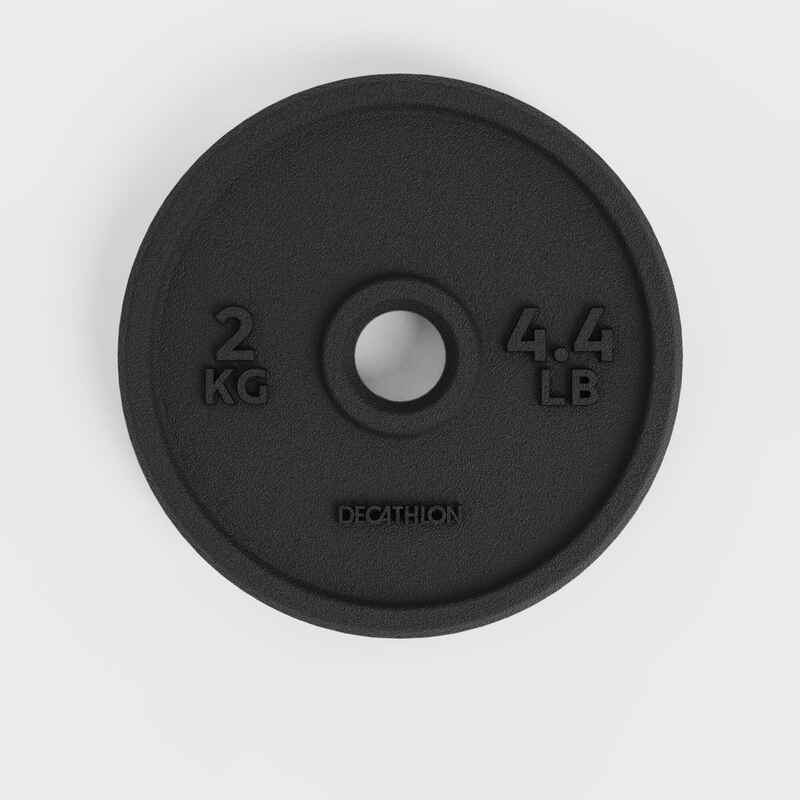 Cast Iron Weight Training Disc Weight 2 kg 28 mm - Decathlon