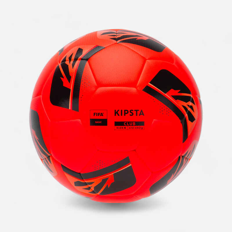 Size 5 FIFA Basic Football Club Hybrid - Red/Snow and Fog - Decathlon