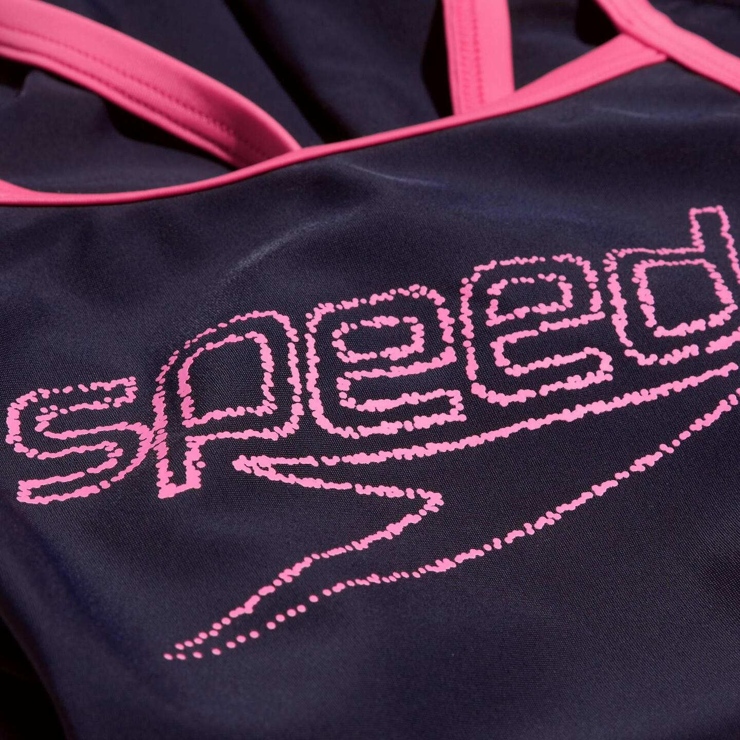 Speedo Girls Logo Thinstrap Muscleback Swimsuit