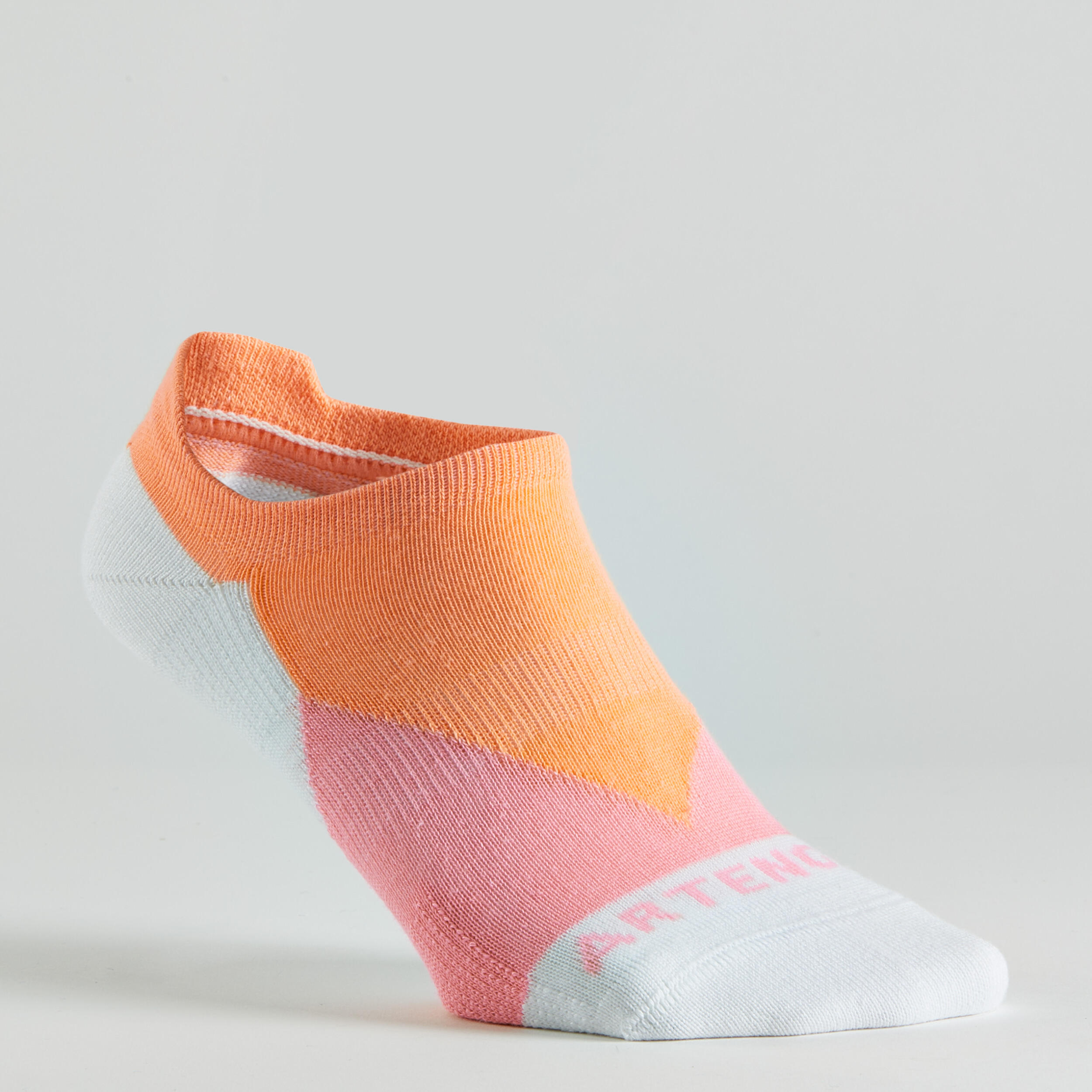 Low Sports Socks RS 160 Tri-Pack - Colour Block/Apricot - Decathlon