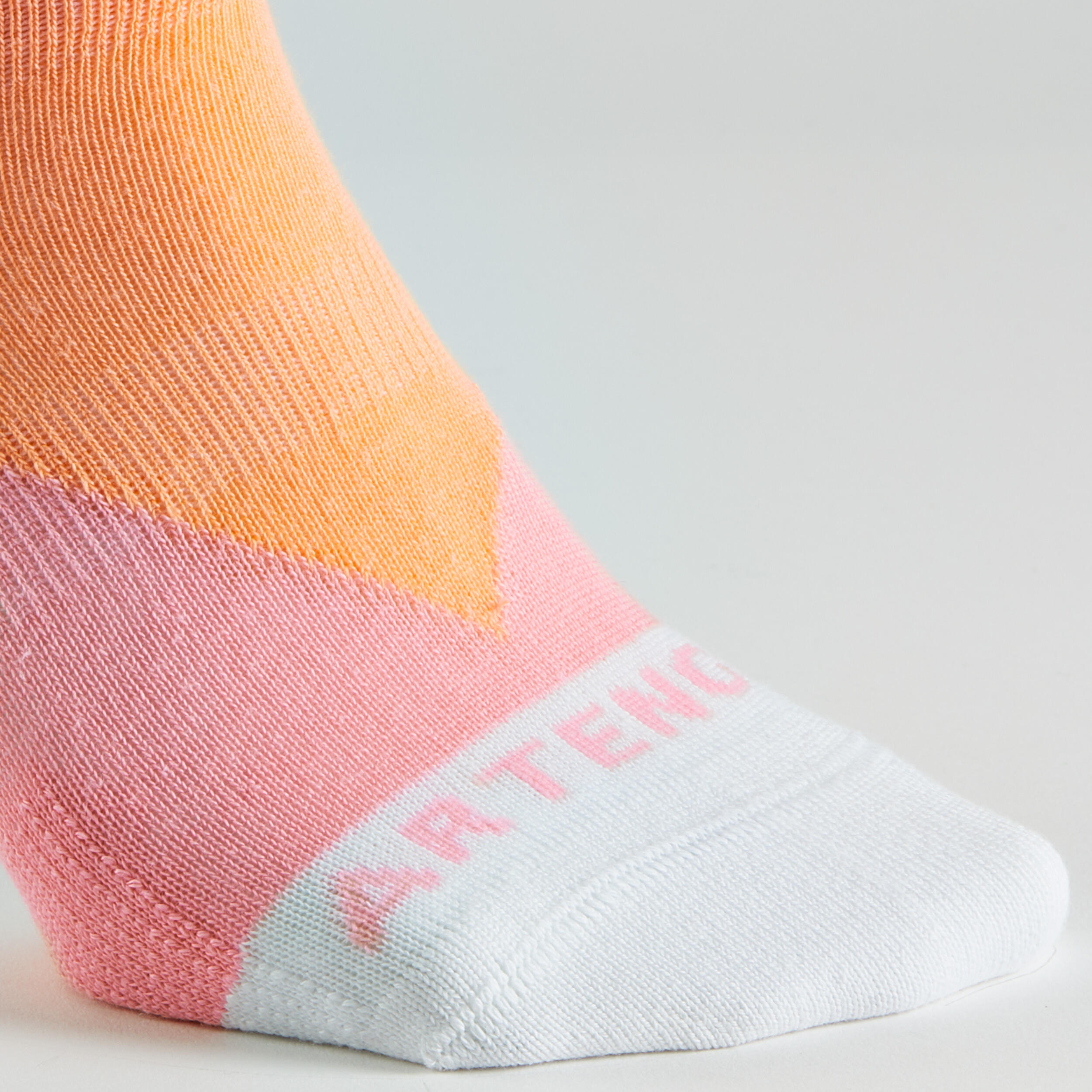 Low Sports Socks RS 160 Tri-Pack - Colour Block/Apricot - Decathlon