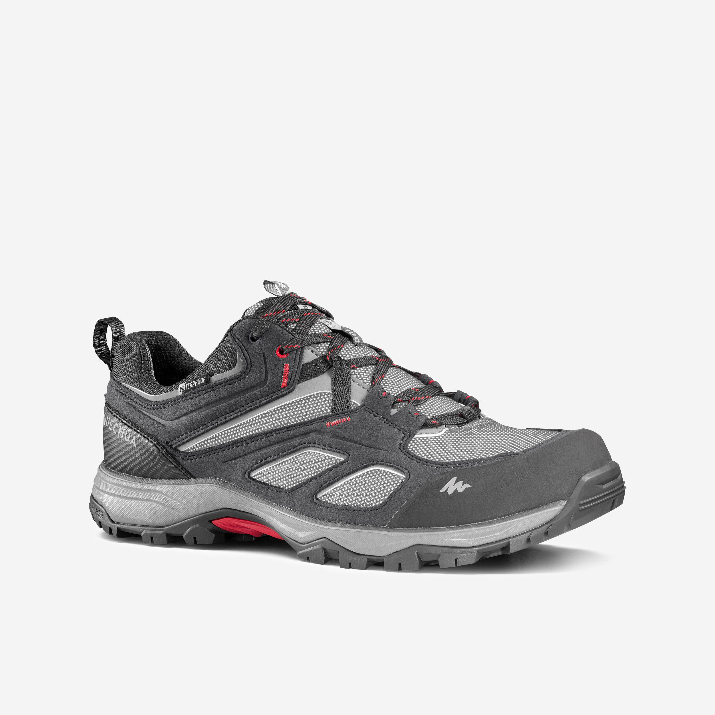 Men’s waterproof mountain hiking boots, MH100 - Grey / Red - Decathlon