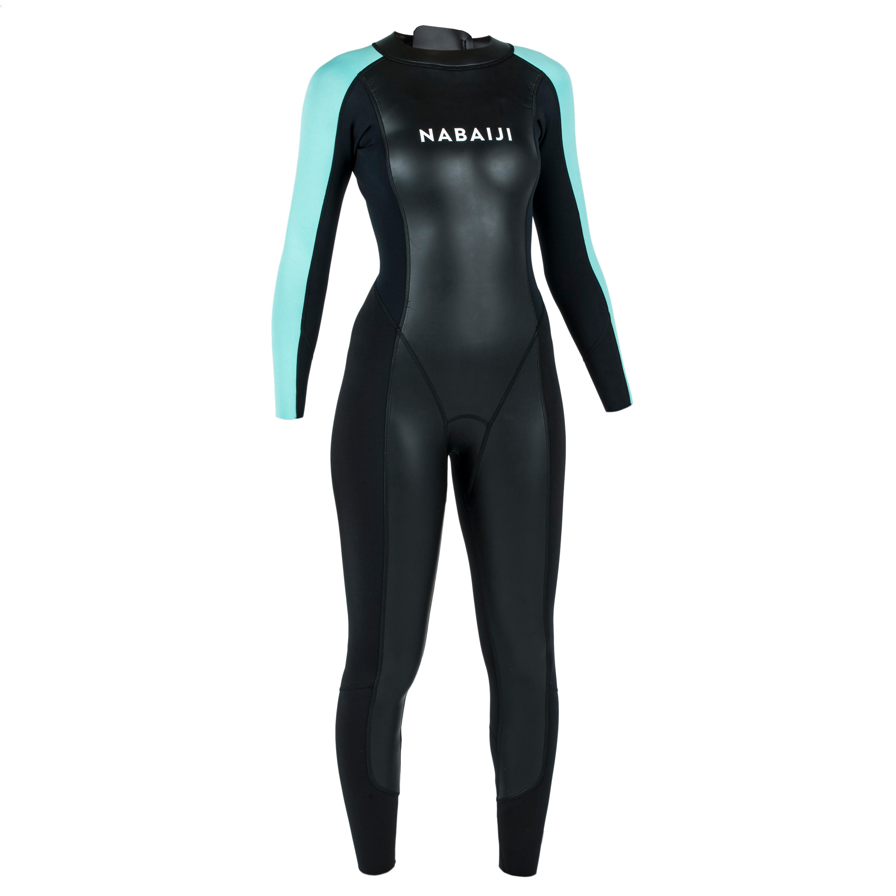 Women’s open-water swimming neoprene wetsuit - OWS 100 2/2 black blue ...