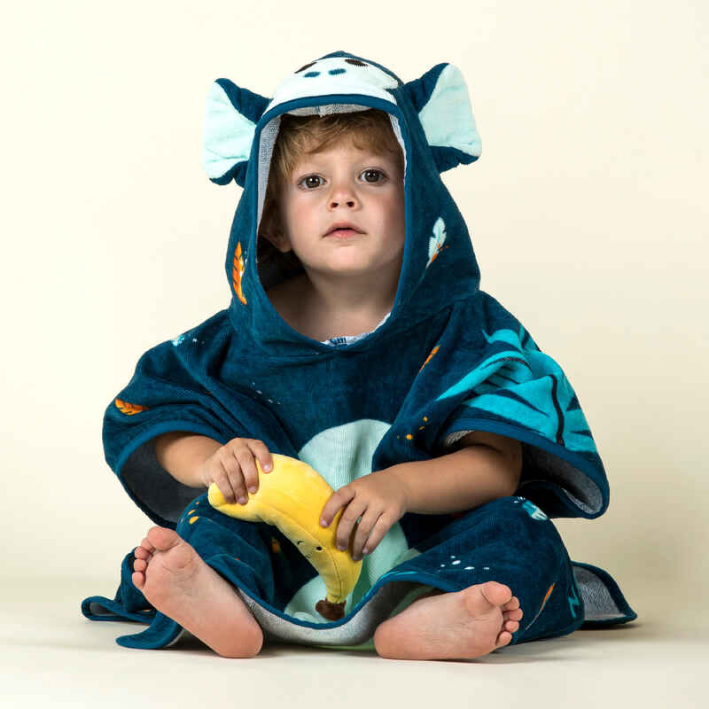 Toalla para Bebé tipo poncho Nabaiji Mono azul oscuro - Decathlon